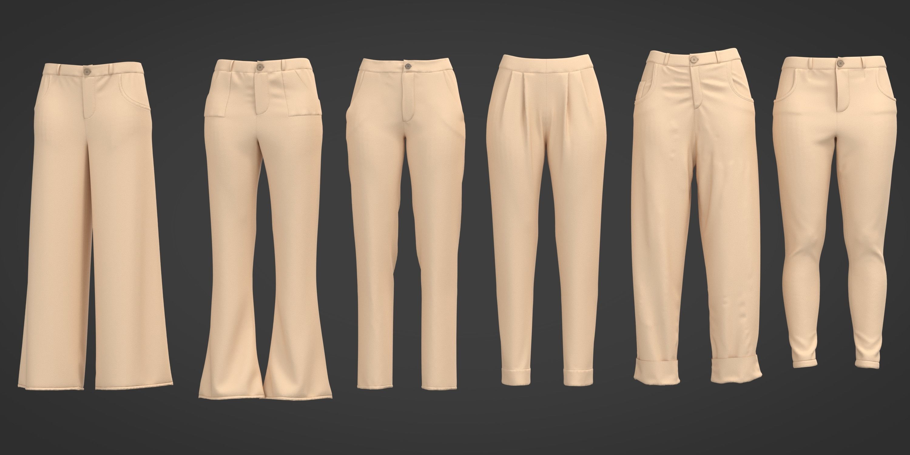 13 Women Basic Pants 3D model | CGTrader