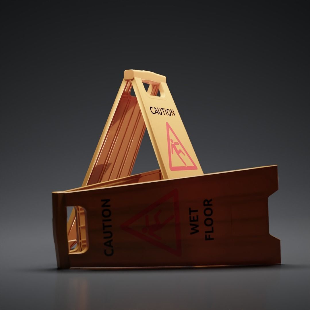 Caution Wet Floor Board Sign 3D model | CGTrader