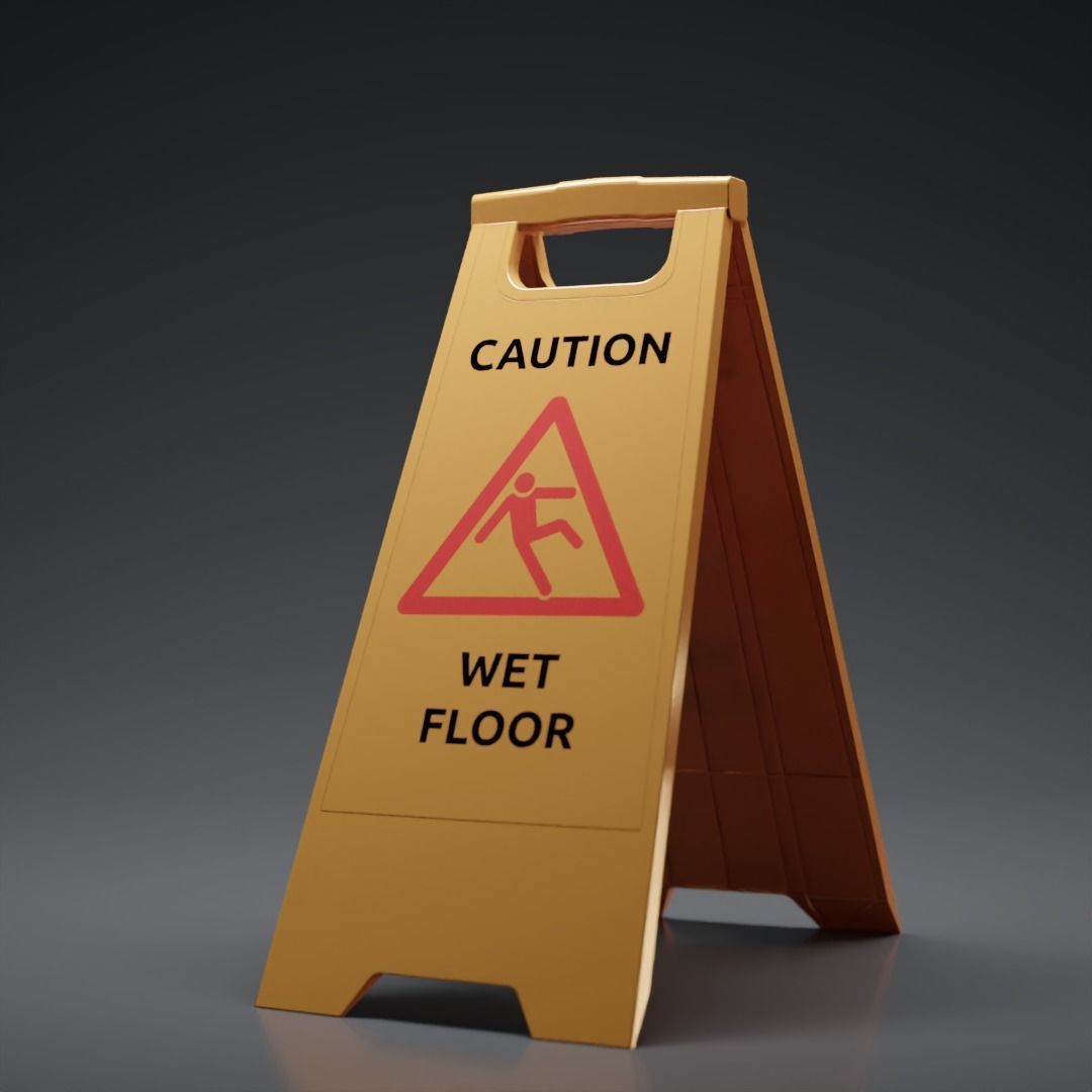 Caution Wet Floor Board Sign 3D model | CGTrader