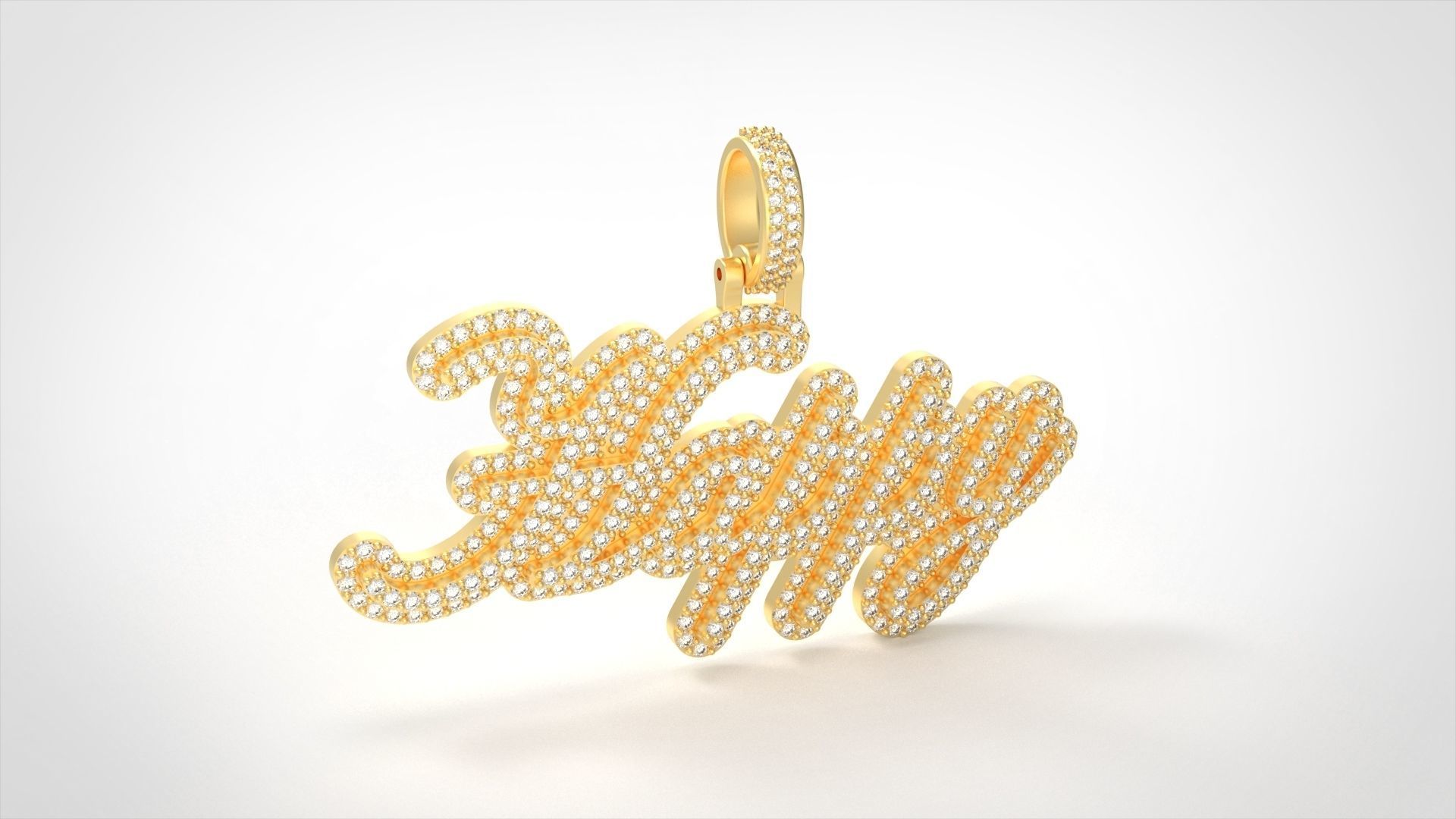 Model 1079 Pave Happy Name Plate Diamond Pendant 3D model 3D printable ...