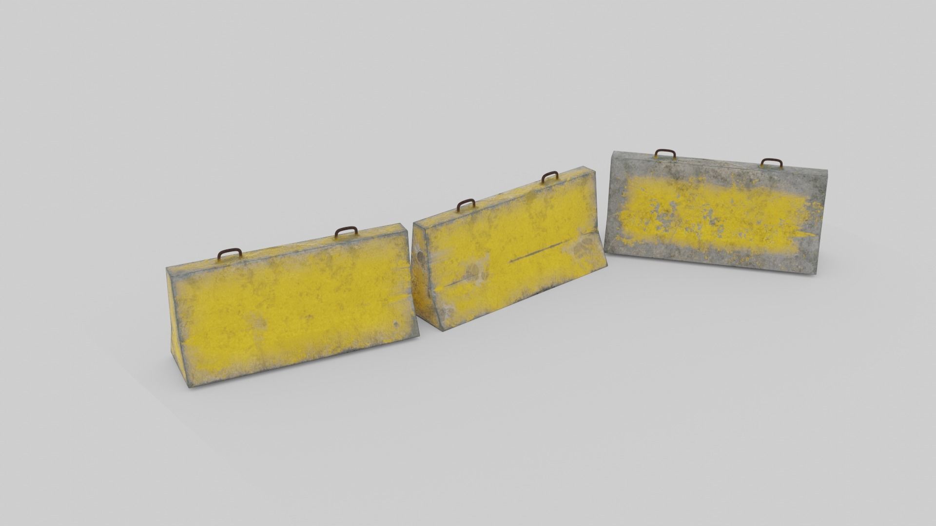 3D model Concrete Road Block Game Asset 4 Textures VR / AR / low-poly ...