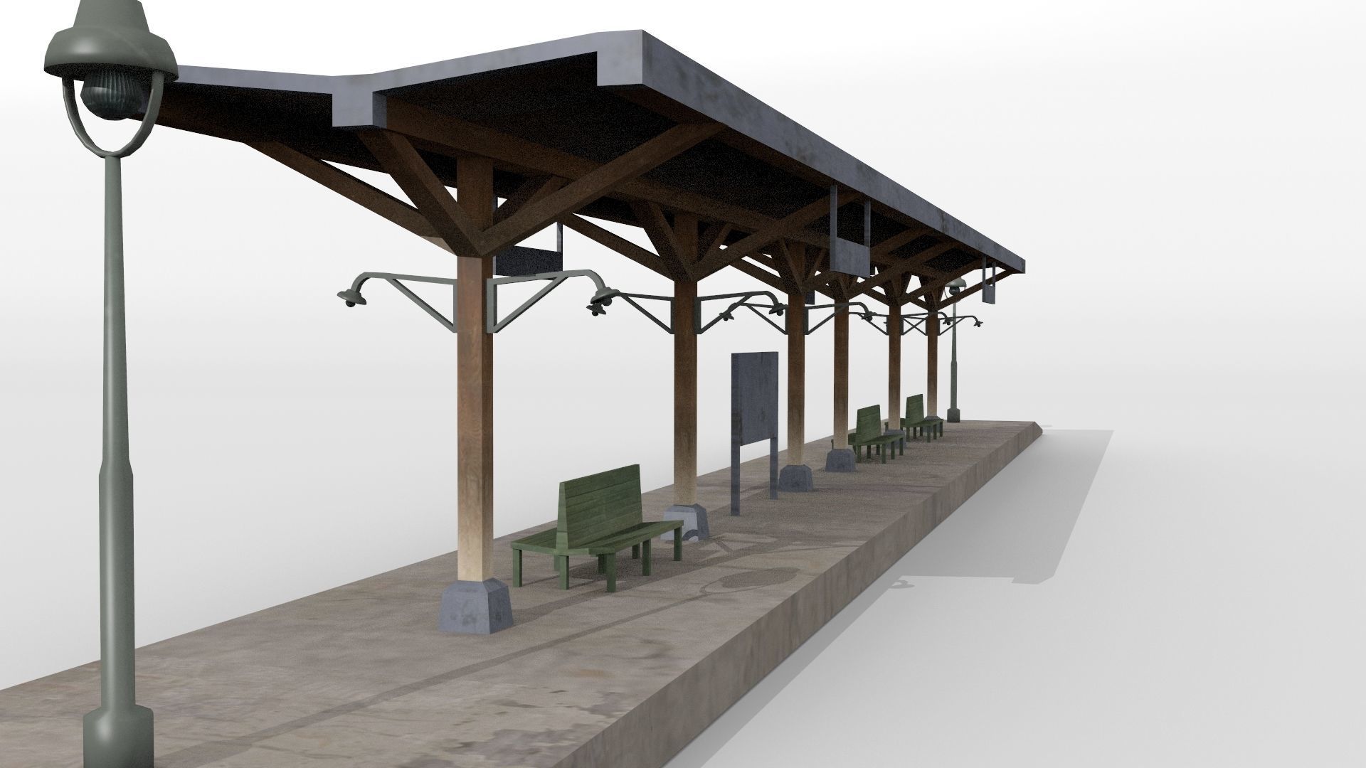 Old railway platform 3D model | CGTrader