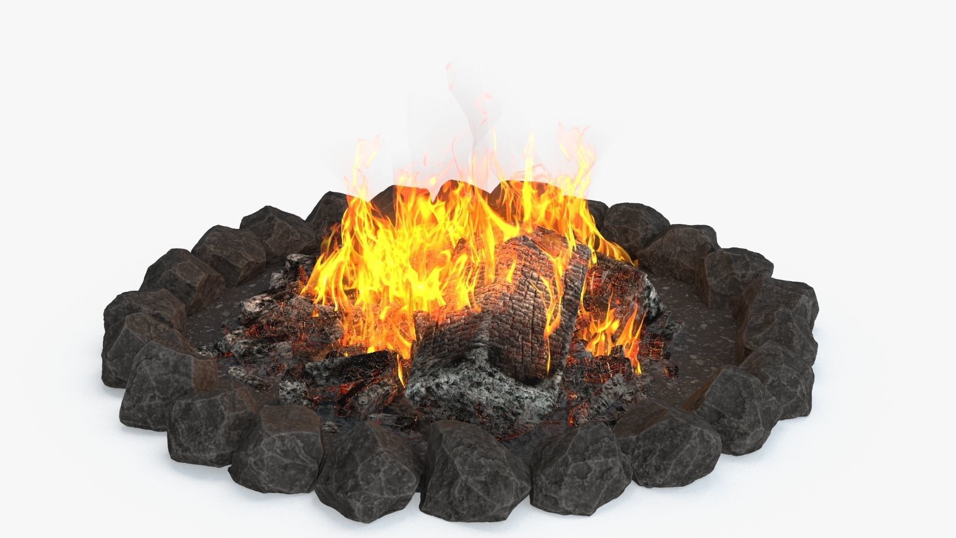 3D model Bonfire Burning with Fire Ashes VR / AR / low-poly | CGTrader