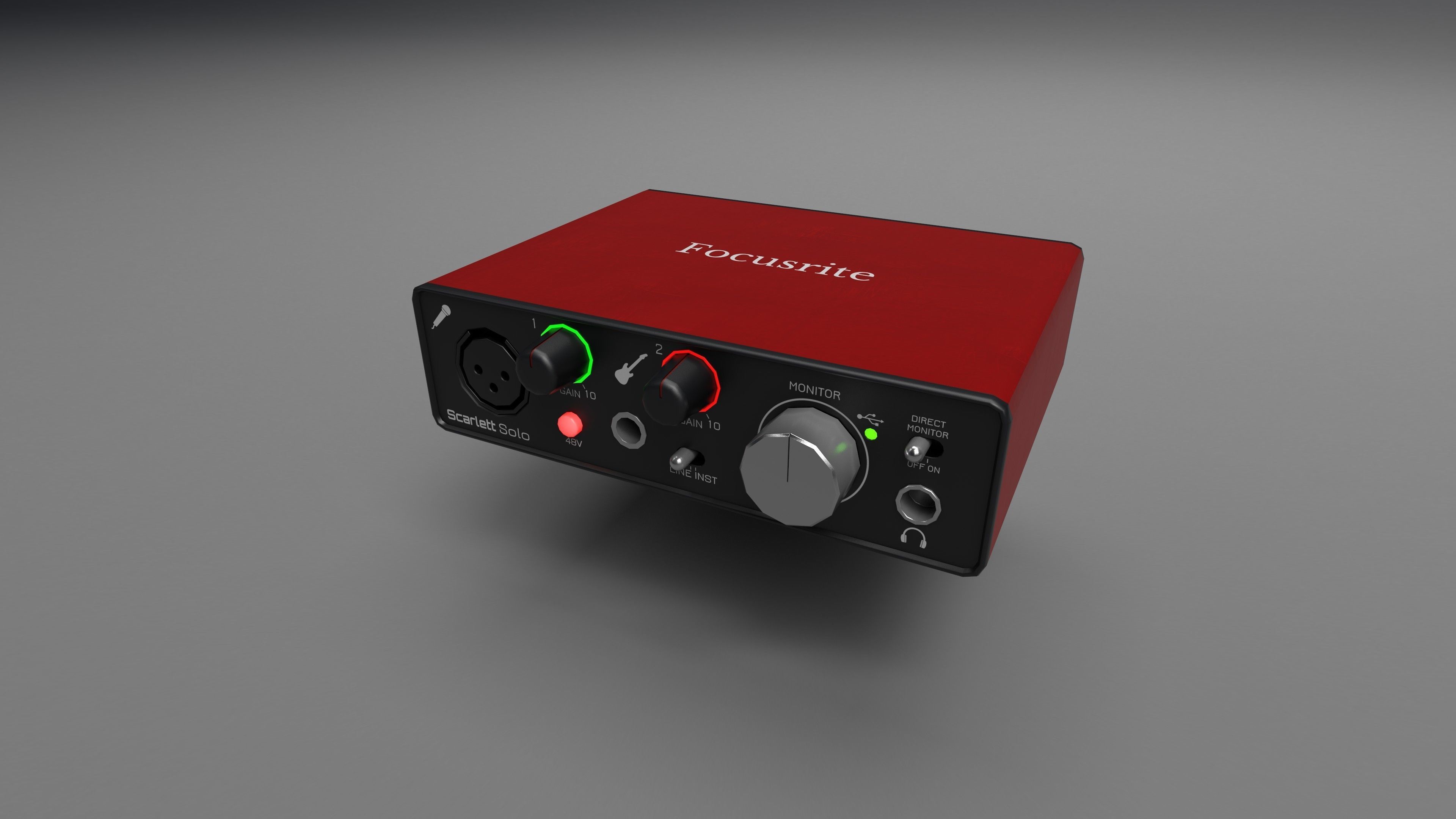 Focusrite Scarlett solo gen 2 Low Poly free 3D model | CGTrader