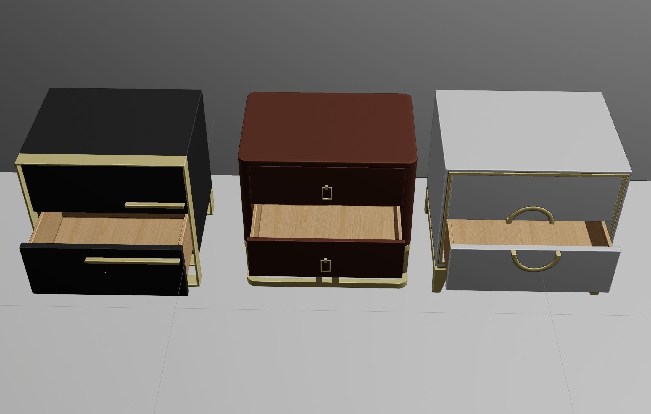 Three different modern nightstands 3D model | CGTrader