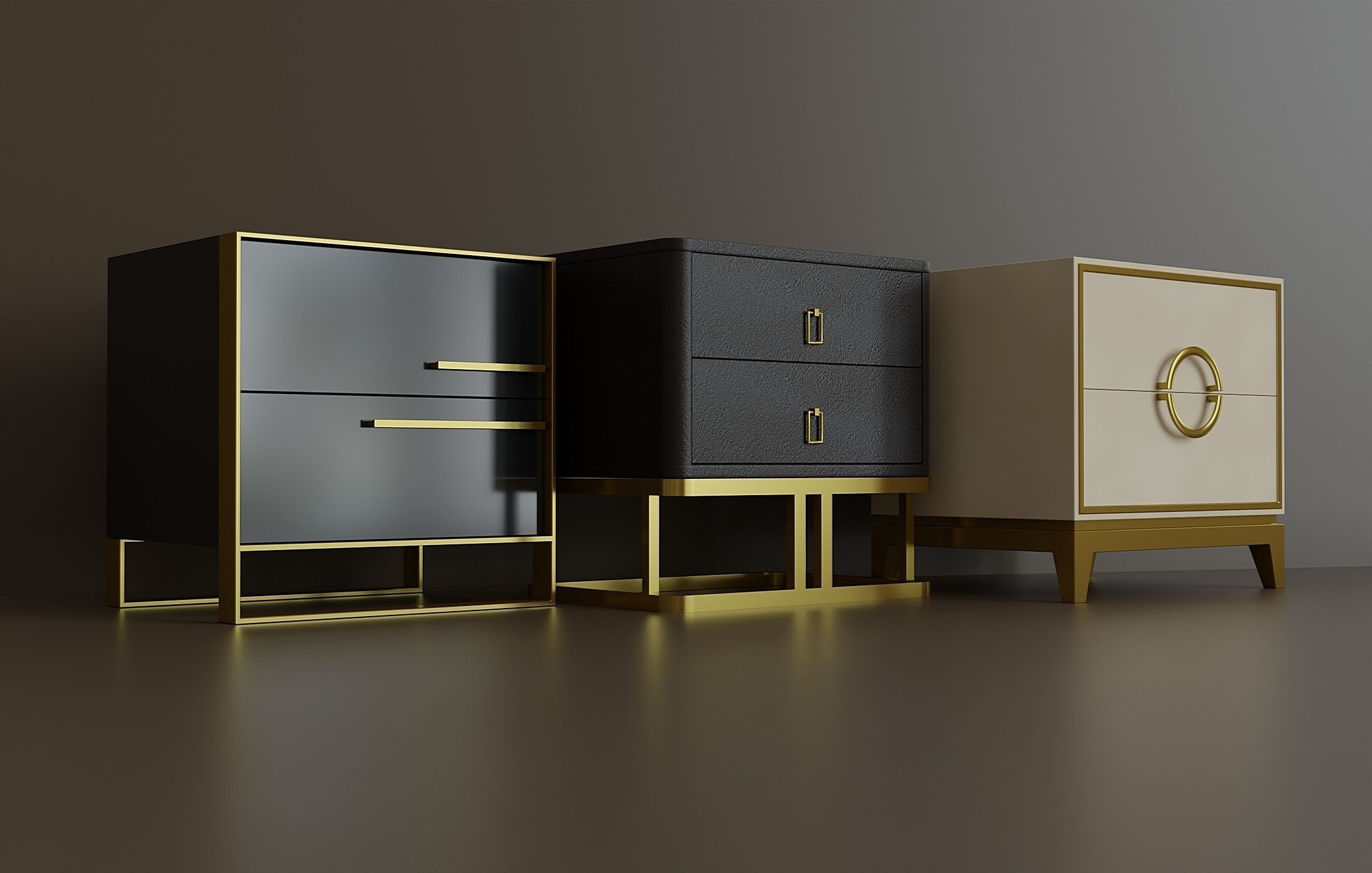 Three different modern nightstands 3D model | CGTrader