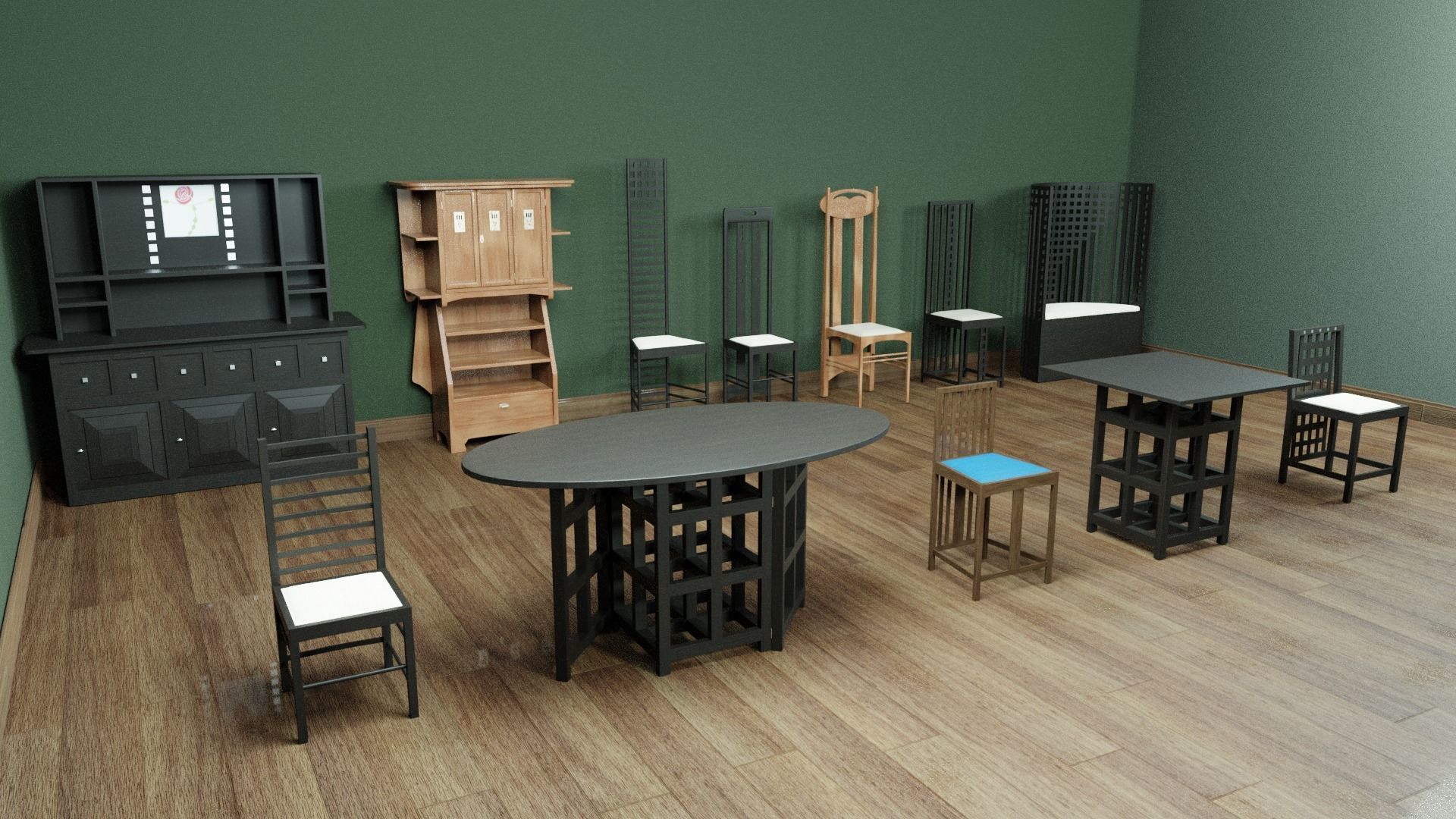 Mackintosh - Short Ladderback Chair 3D model | CGTrader