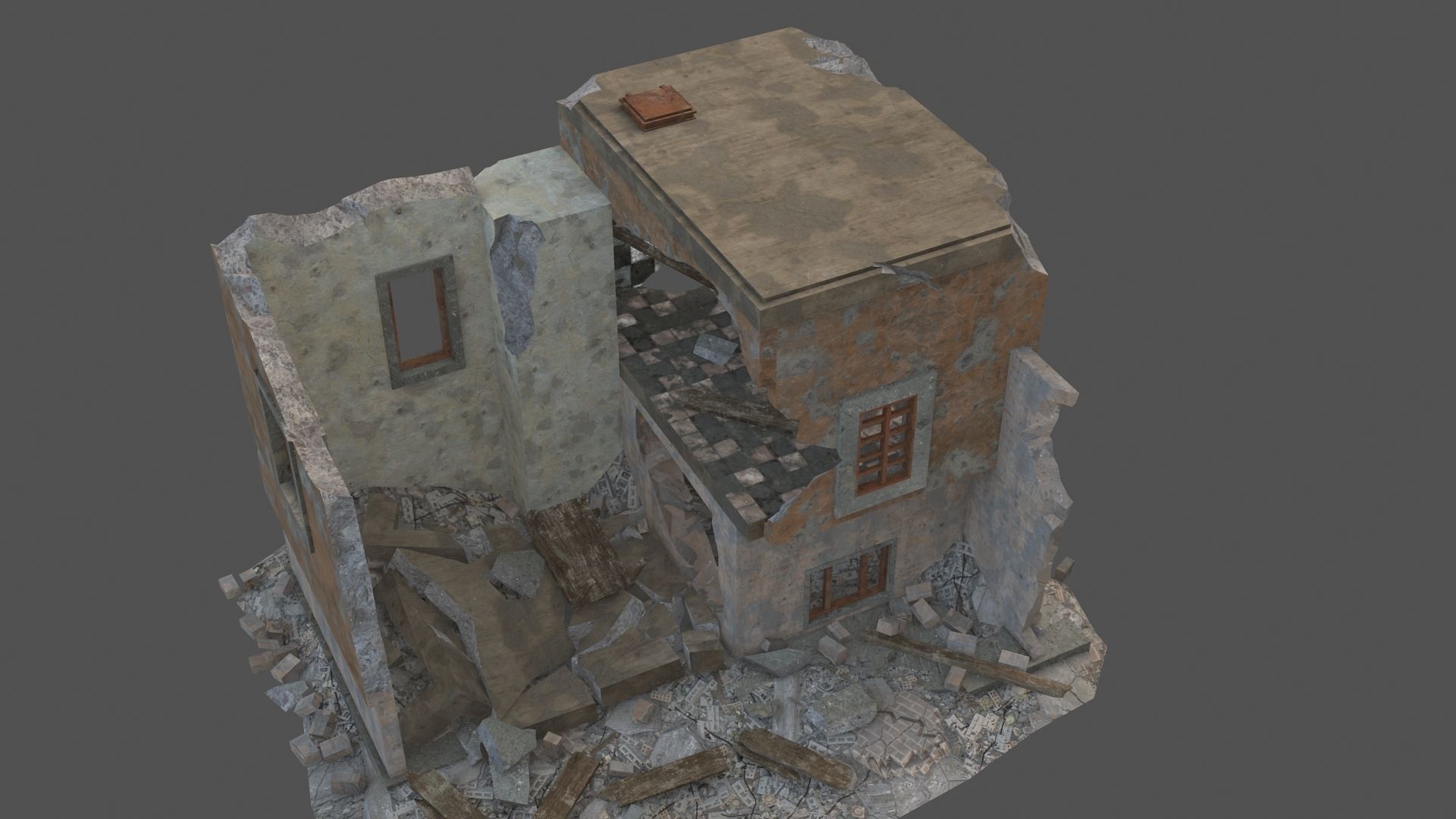 3D model destroyed building VR / AR / low-poly | CGTrader