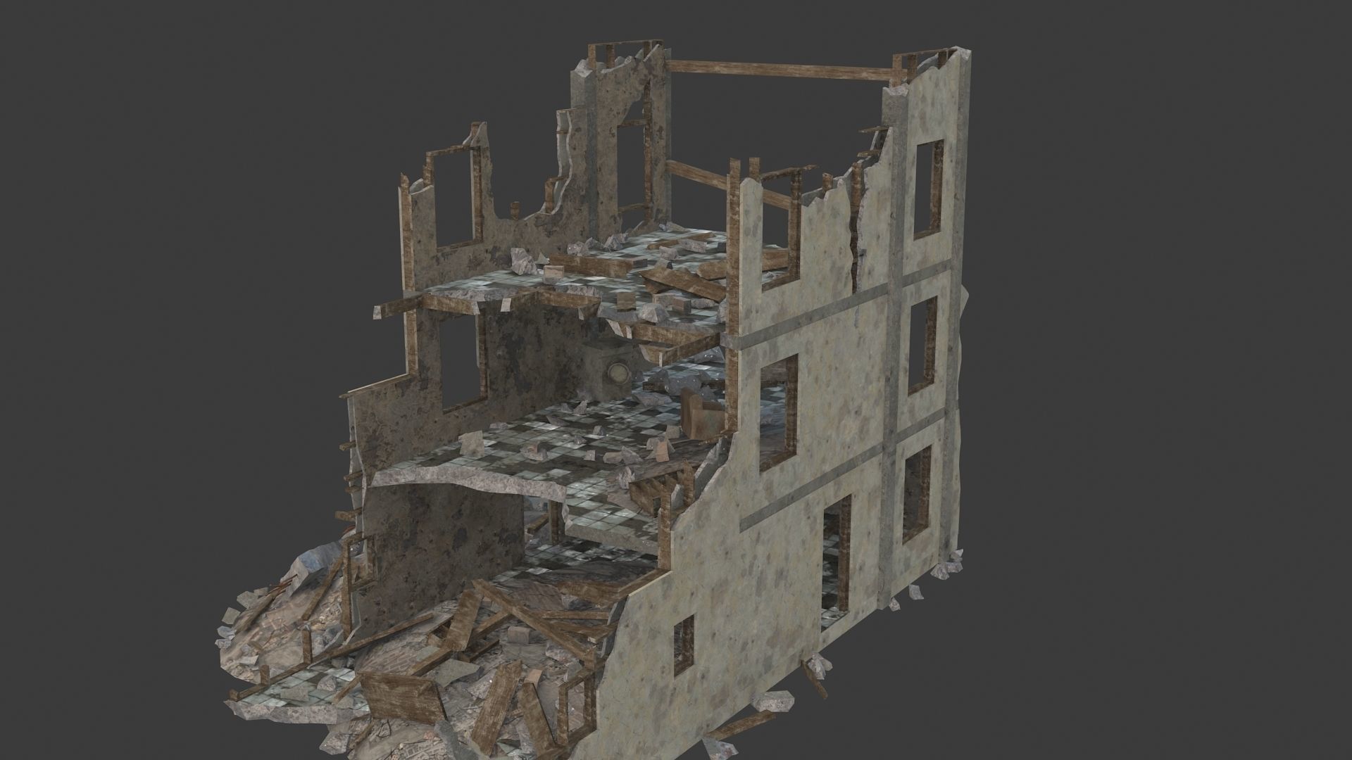 3D model destruction building VR / AR / low-poly | CGTrader