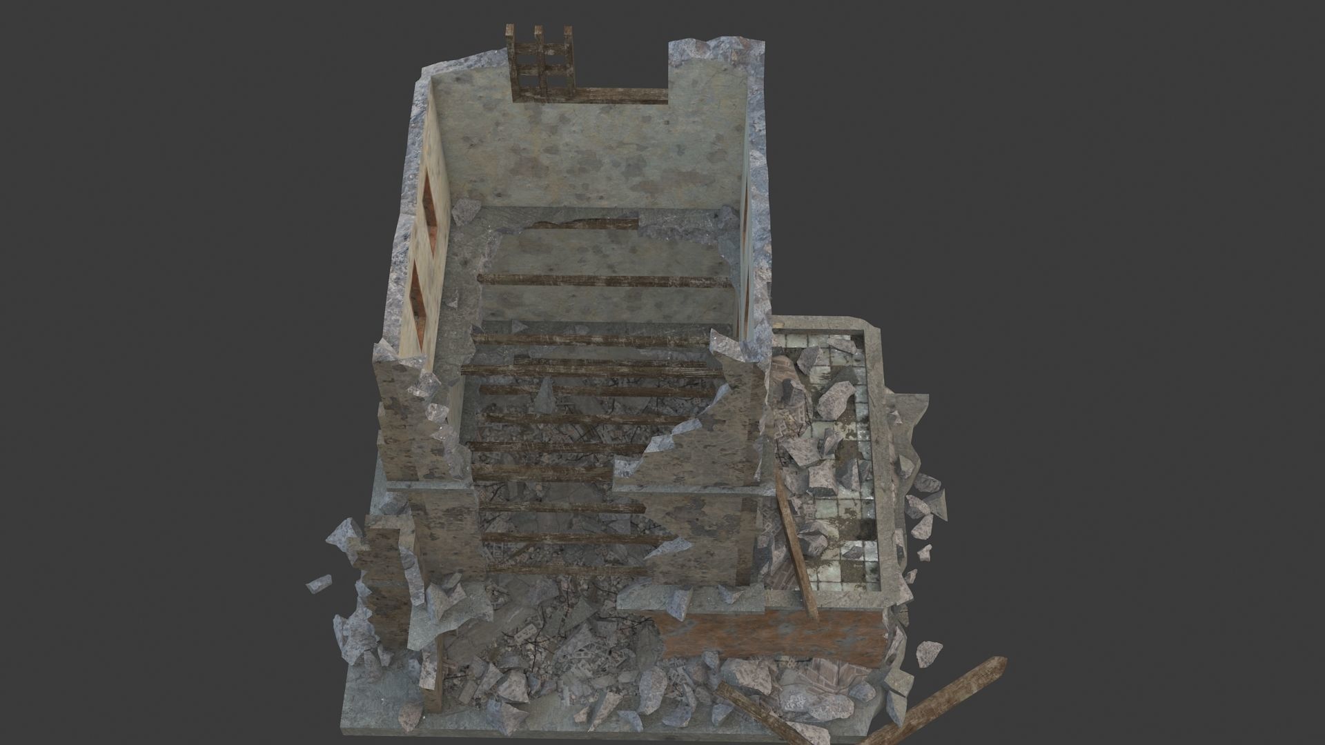 3D model destroyed building VR / AR / low-poly | CGTrader