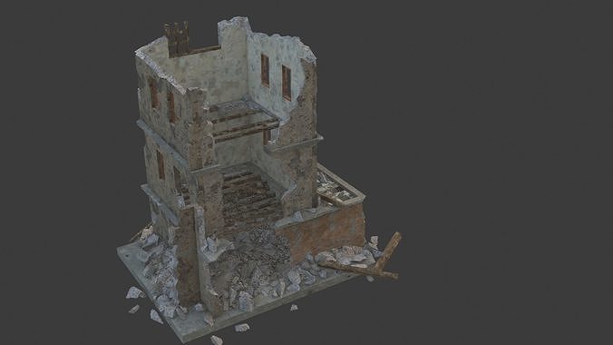 3D model destroyed building VR / AR / low-poly | CGTrader