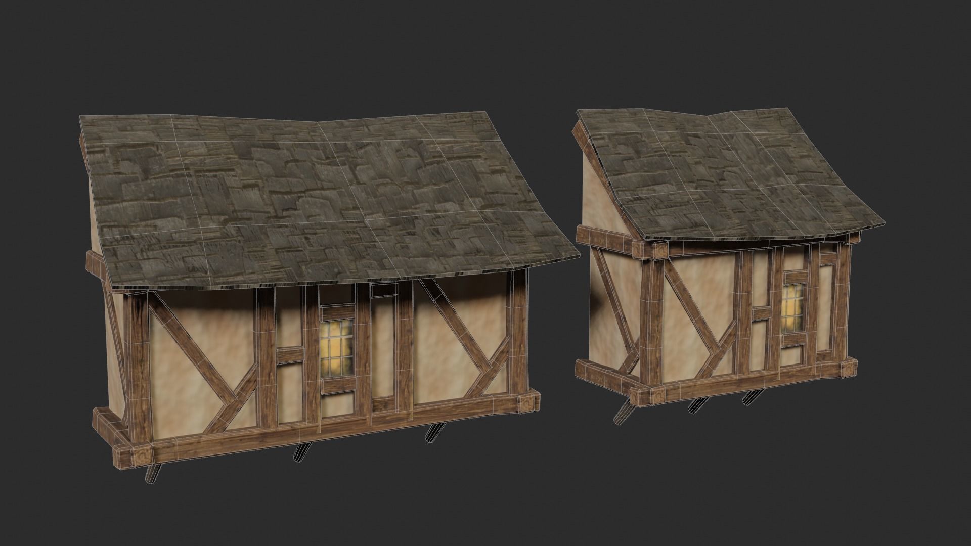 Village modular houses and surroundings Low Poly free VR / AR / low ...