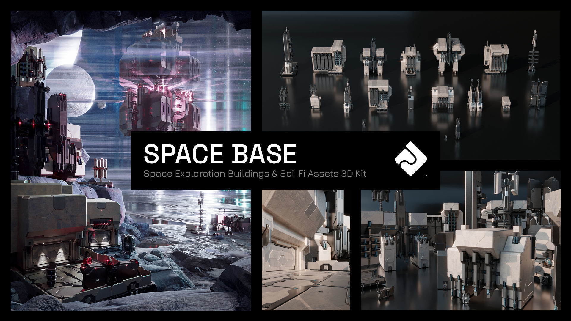 Space Base Sci Fi Buildings and Assets 3D Kit 3D model 3D model | CGTrader