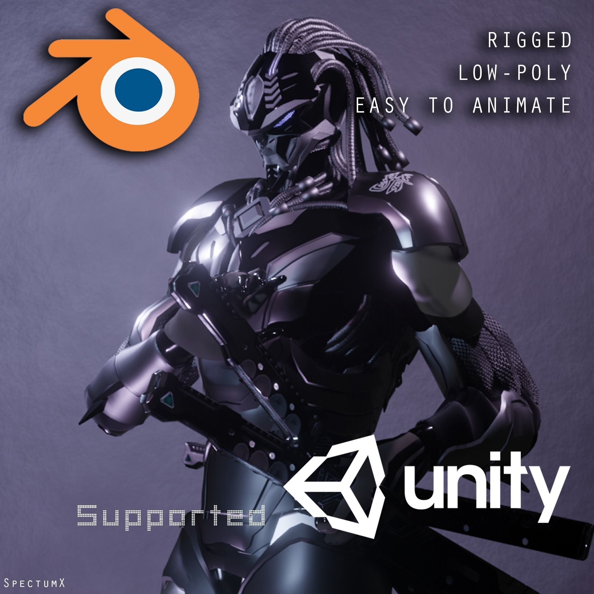 3D model Cyberpunk Ninja Black Armor VR / AR / low-poly | CGTrader