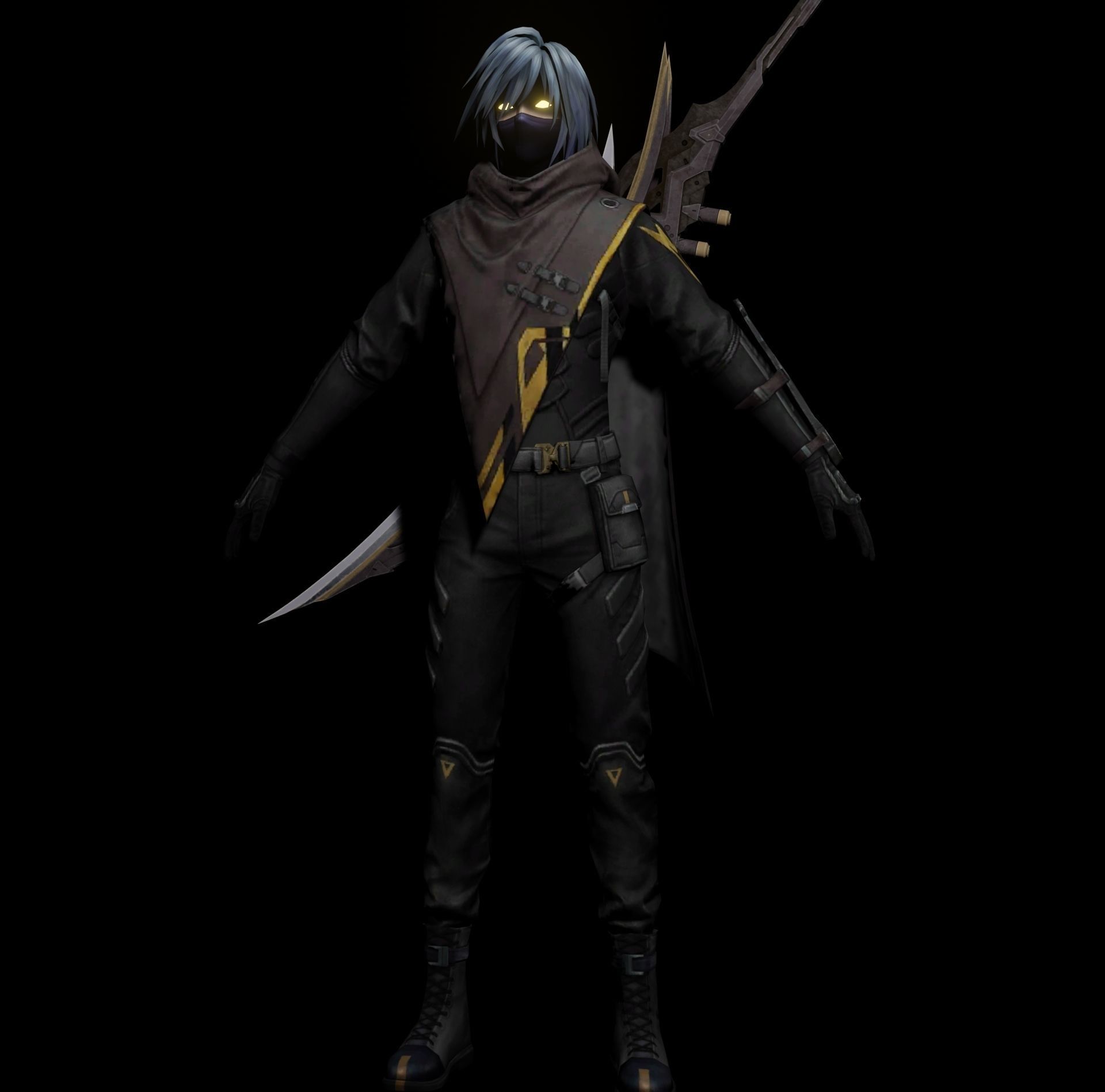 Ghost Shadow final fantasy xiv character art 3D model animated rigged ...