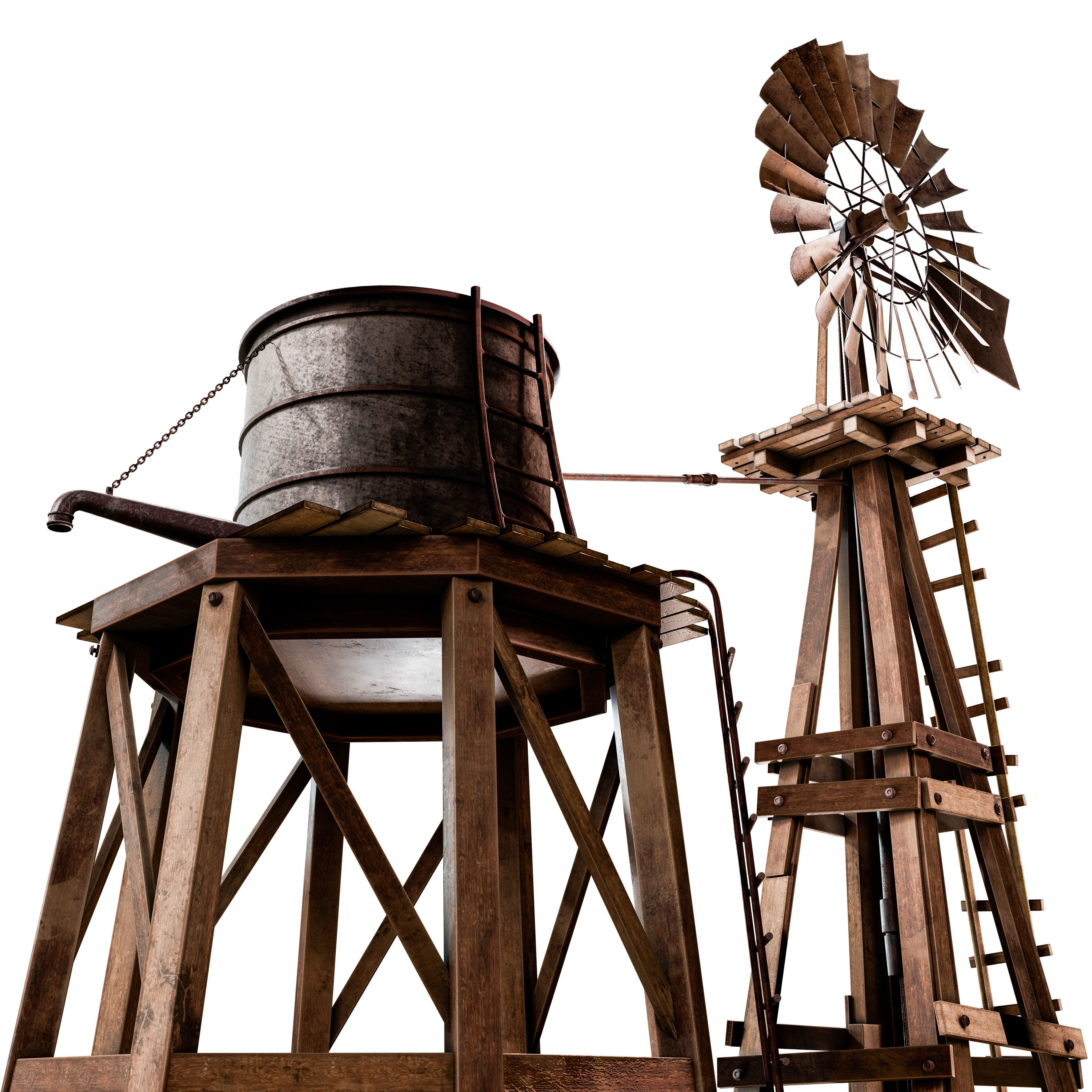 3D model Western Windmill Farm Set VR / AR / low-poly | CGTrader