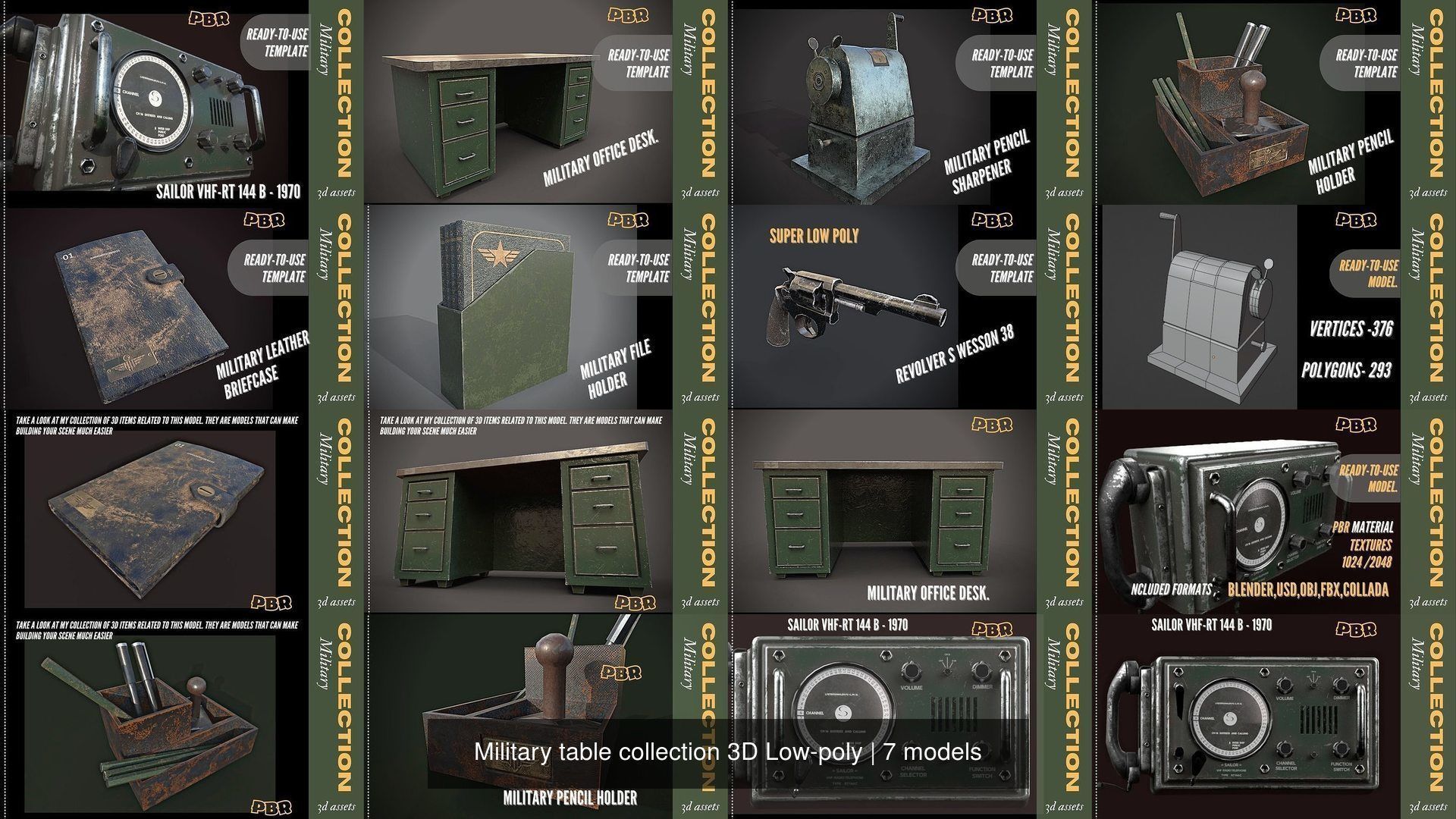Military table collection 3D Low-poly VR / AR / low-poly | CGTrader