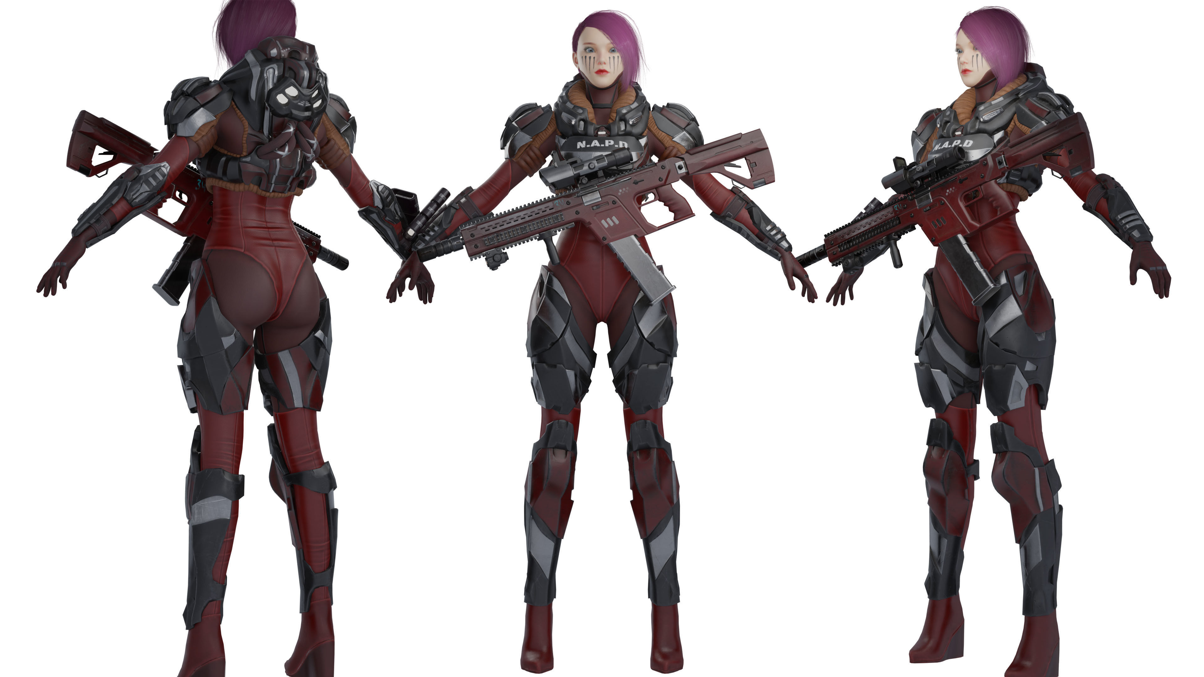 3D model SCI-FI girl Sophy VR / AR / low-poly | CGTrader