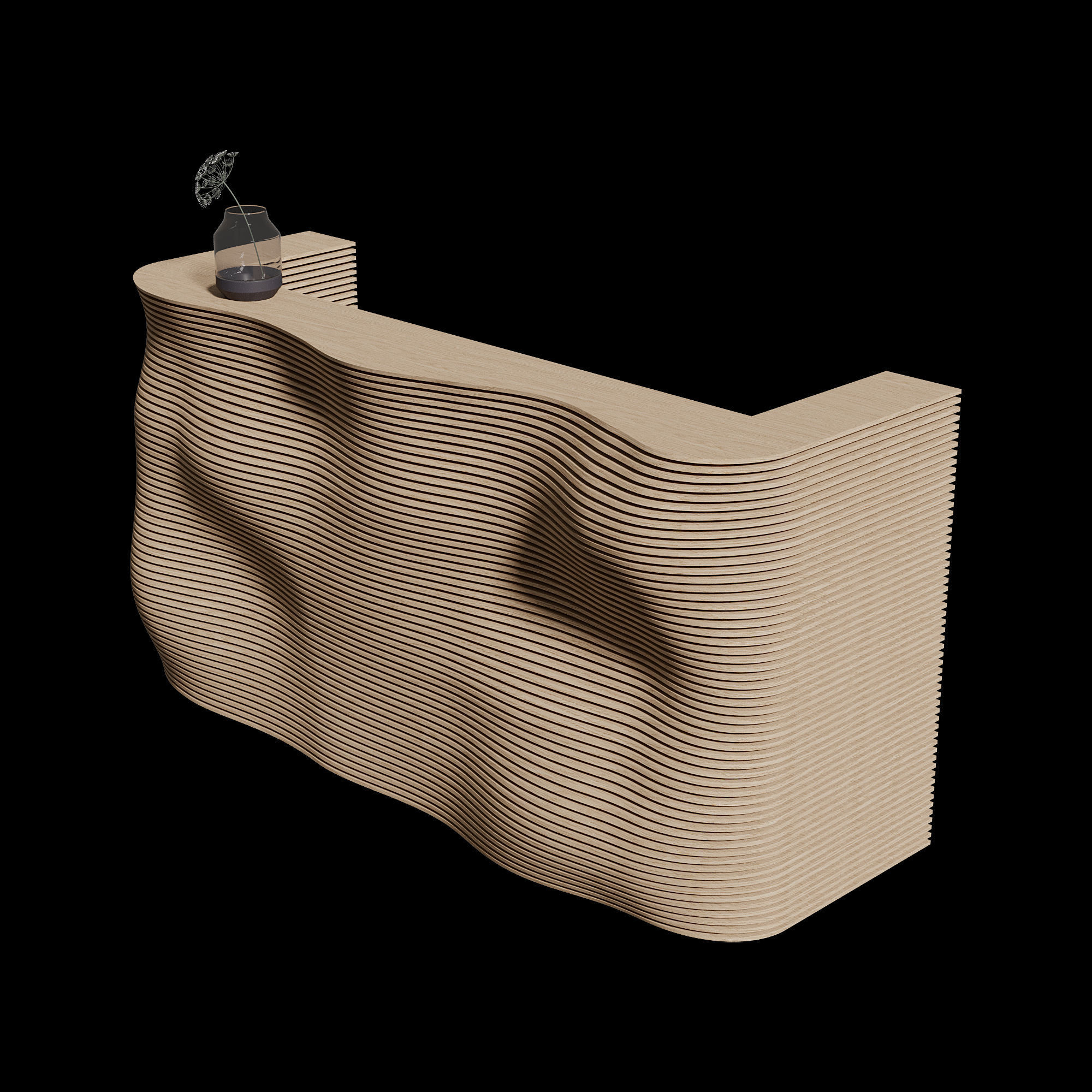Puins Parametric Reception Counter 3D model | CGTrader