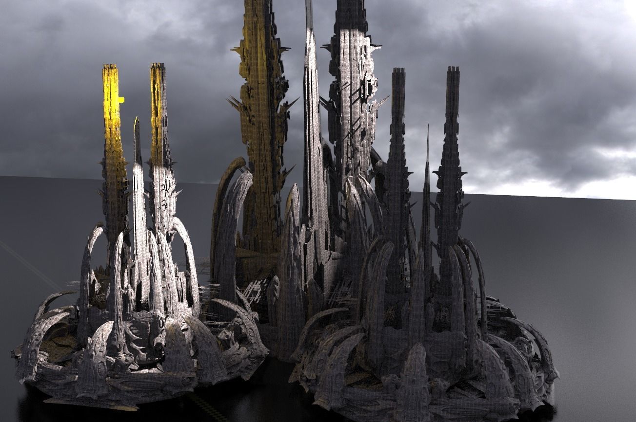 Sci Fi Wraith Claw City Towers Kit bash 3D model | CGTrader