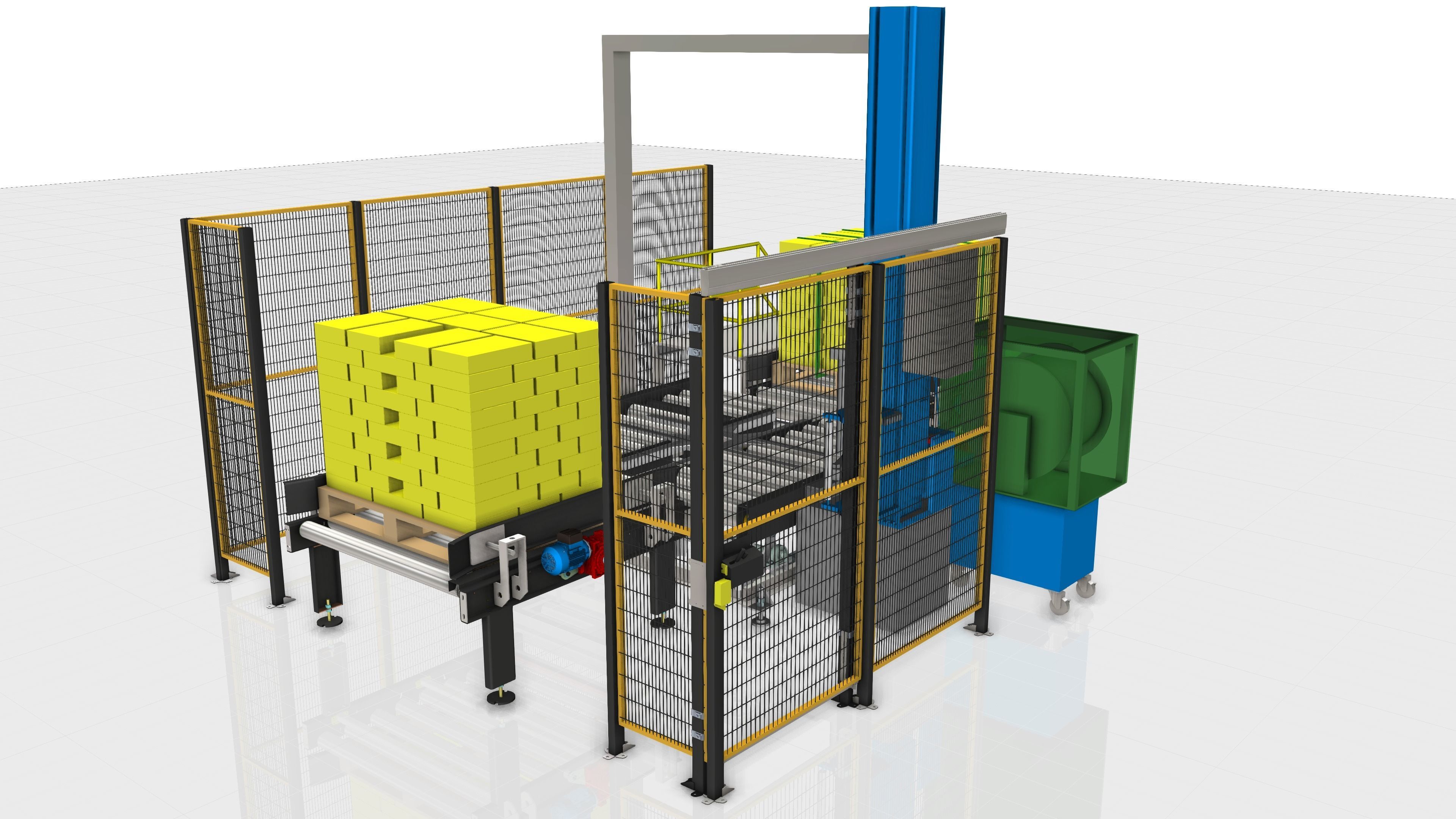 3D model Wrapping And Strapping Pallet - Process Line Packaging VR / AR ...