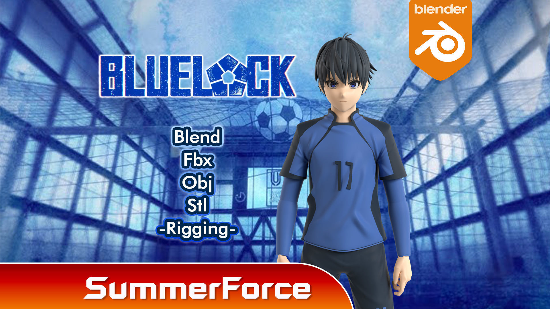 Yoichi Isagi - Blue Lock 3D model rigged | CGTrader
