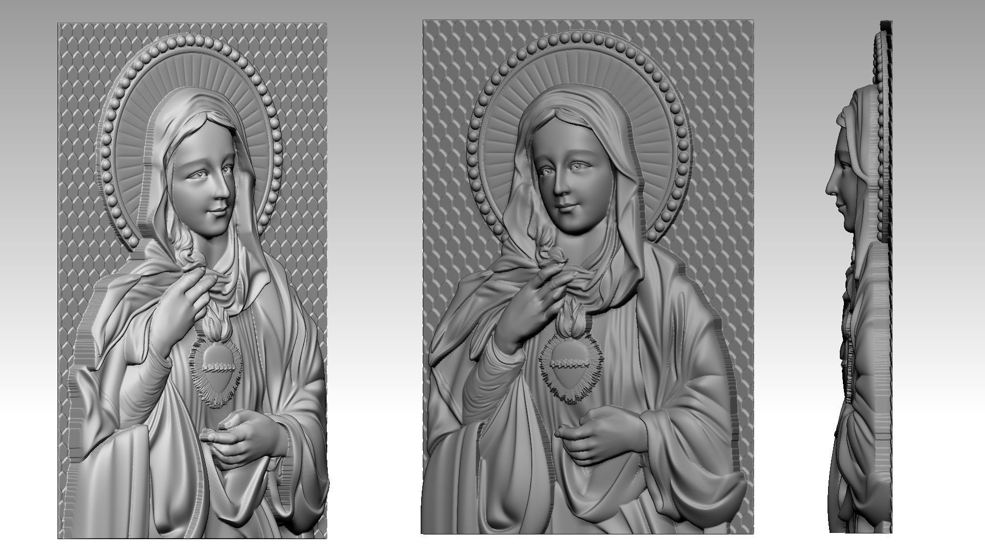 Immaculate Heart of Virgin Mary Relief 3D model 3D printable | CGTrader