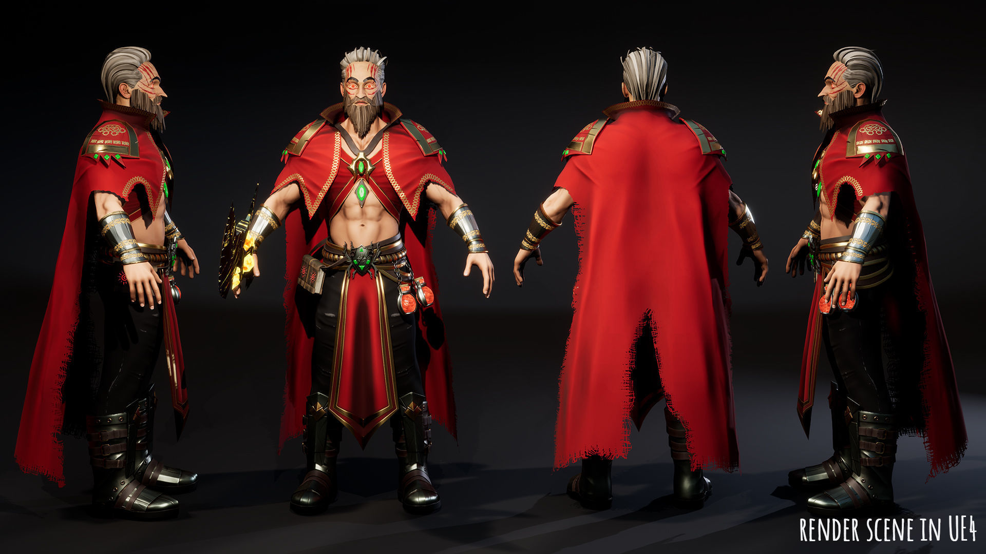 3D model Male Wizard Red VR / AR / low-poly rigged animated | CGTrader