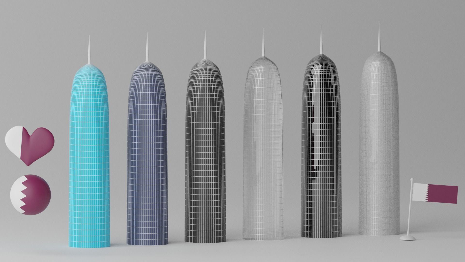 Burj Qatar Doha Tower Landmark 3D model | CGTrader