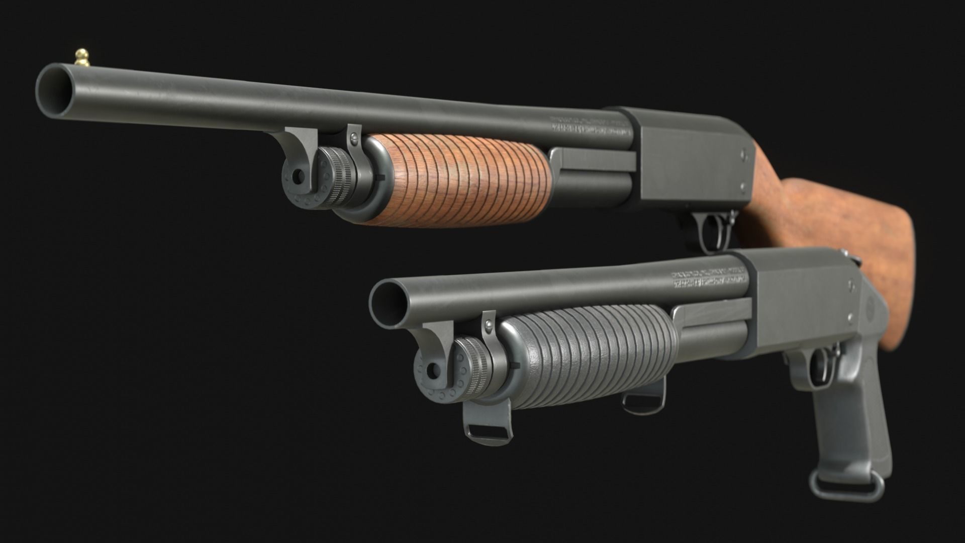 3D model Ithaca Model 37 Shotgun Pack - Game Asset VR / AR / low-poly ...