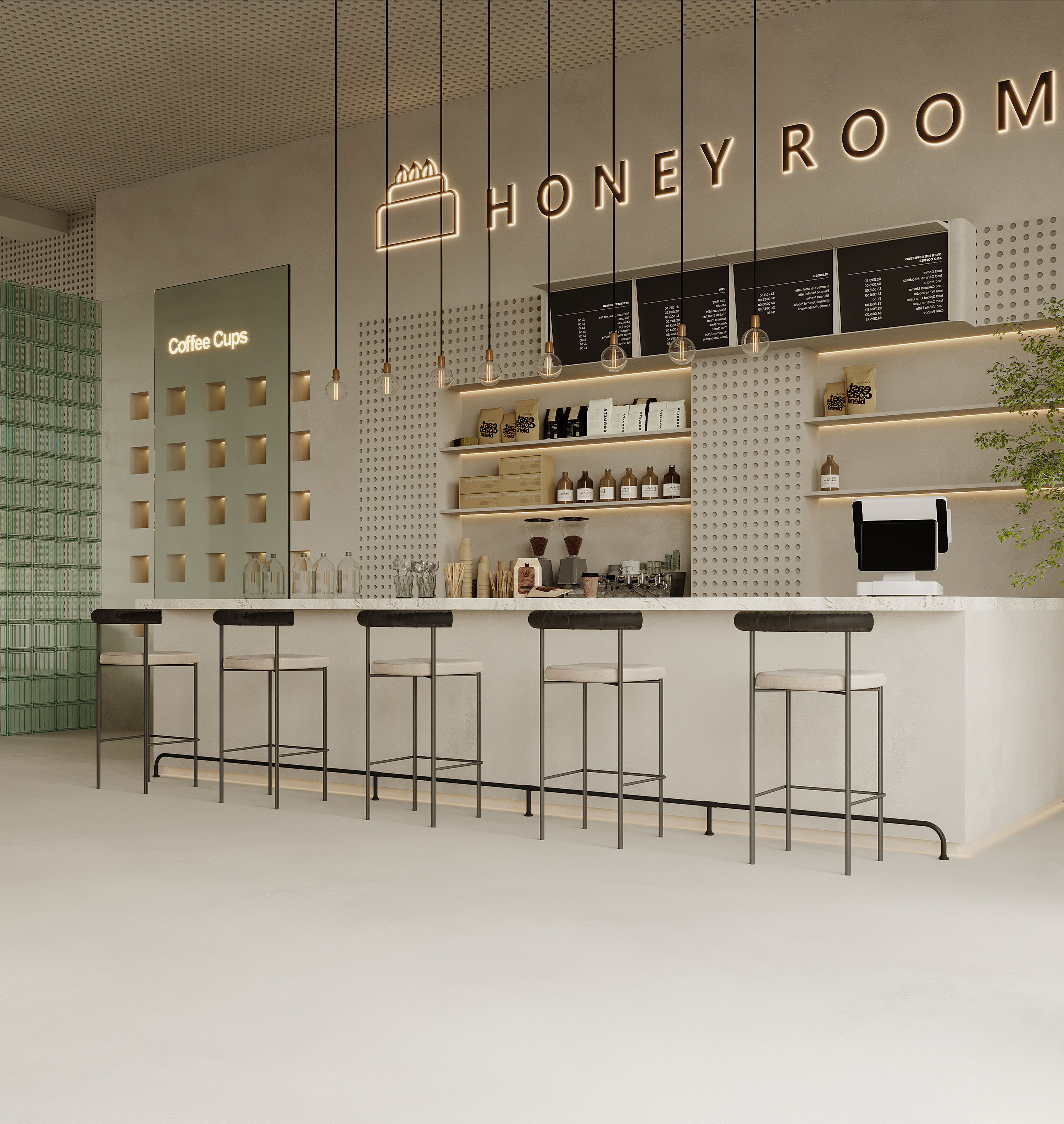 Modern coffee bar interior design 3d model 3D model | CGTrader