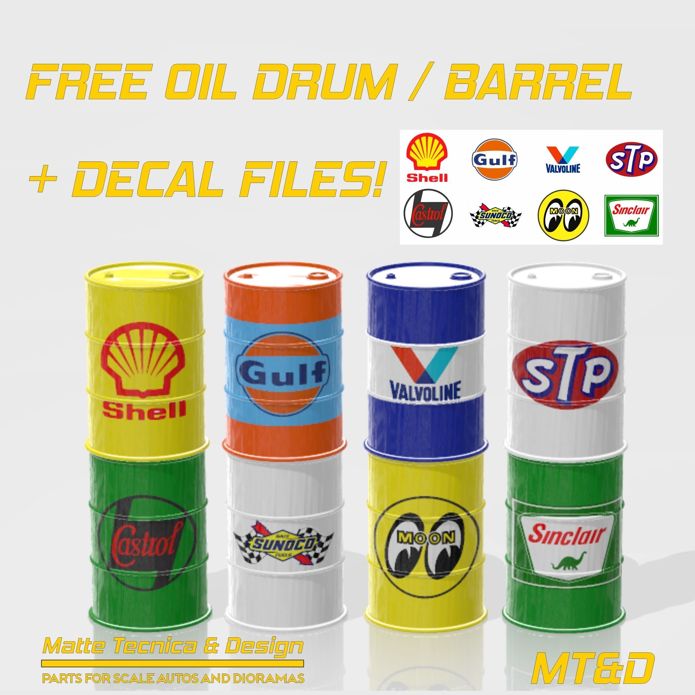 Free oil drum for scale autos and dioramas with decal free 3D model 3D ...