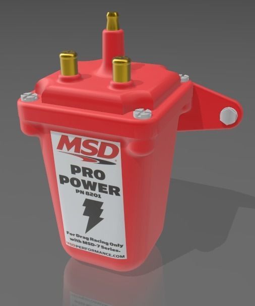 MSD ignition coil for scale autos with decal file 3D model 3D printable ...