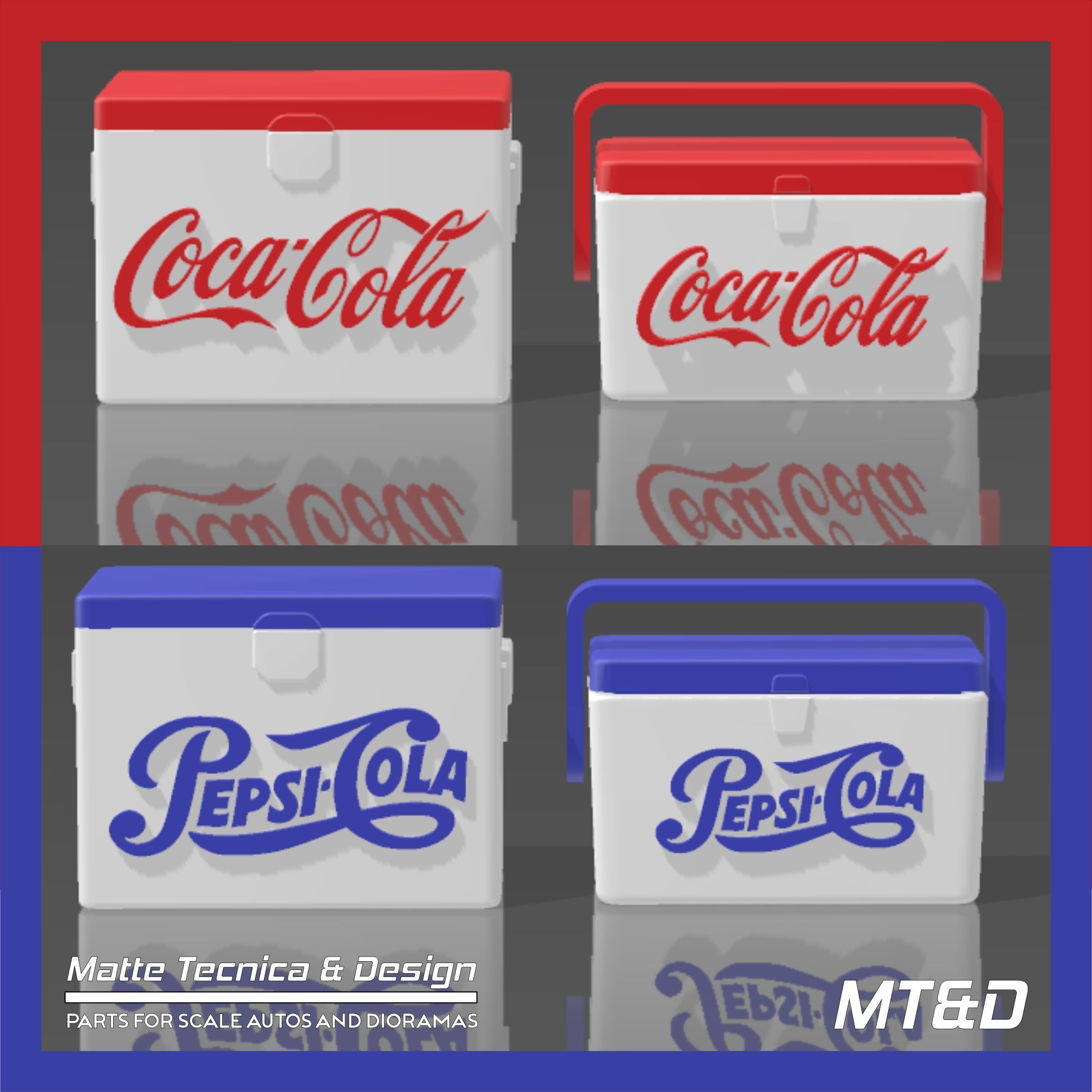 Scale Coca Cola and Pepsi Ice Box Vintage Coolers 3D model 3D printable ...
