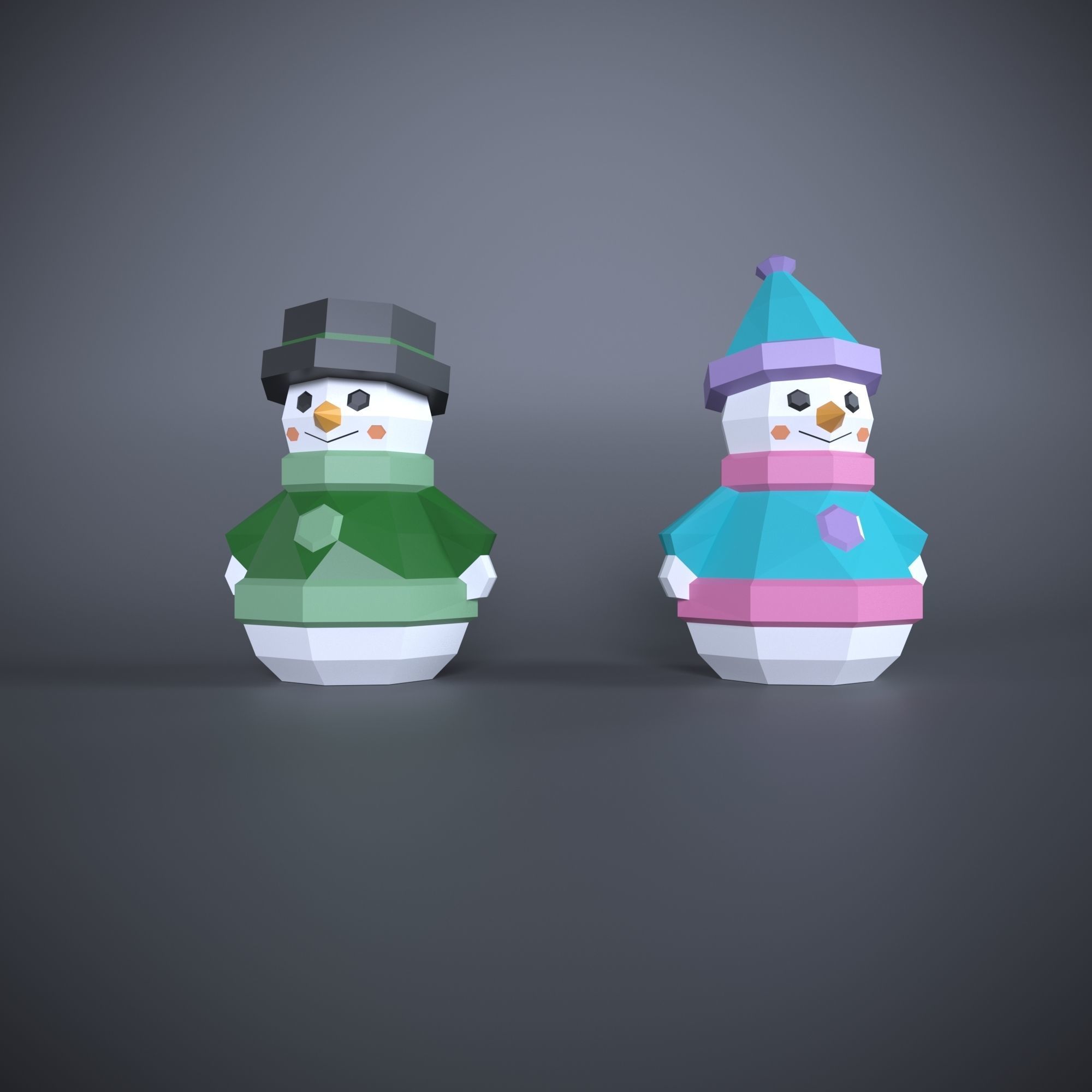 Low Poly Snowman Model Origami 3D print model 3D print model 3D model 3D printable | CGTrader