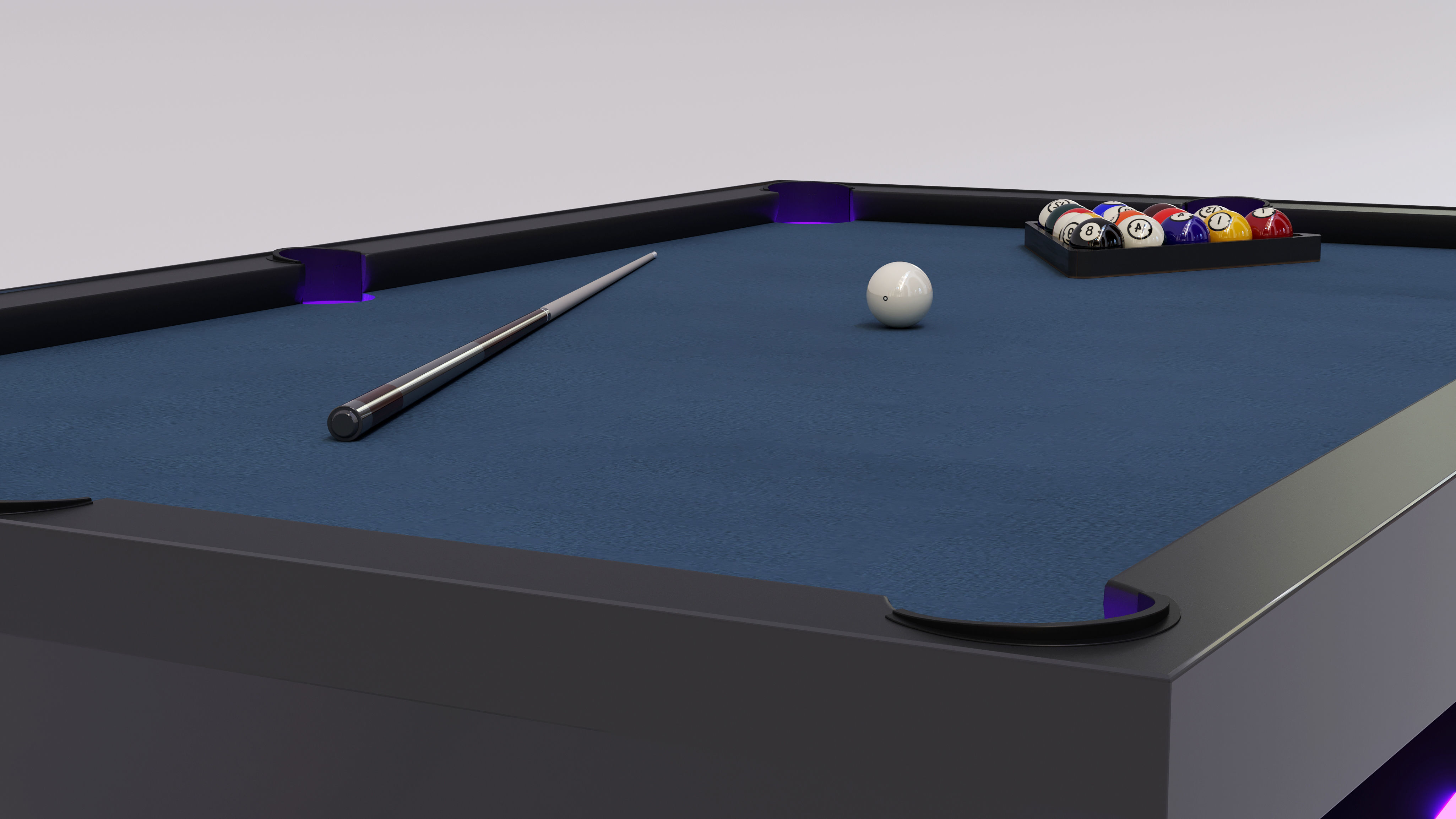 3D model billiard Pool Table with stick and 16 balls Low-poly 3D model ...