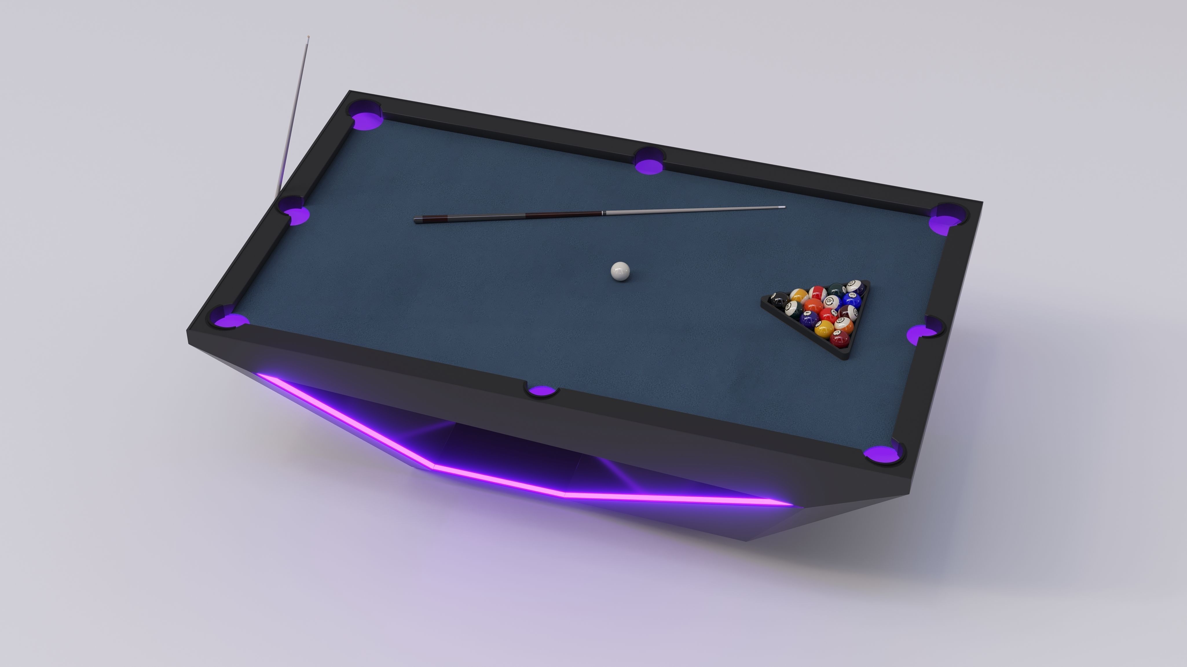 3D model billiard Pool Table with stick and 16 balls Low-poly 3D model ...