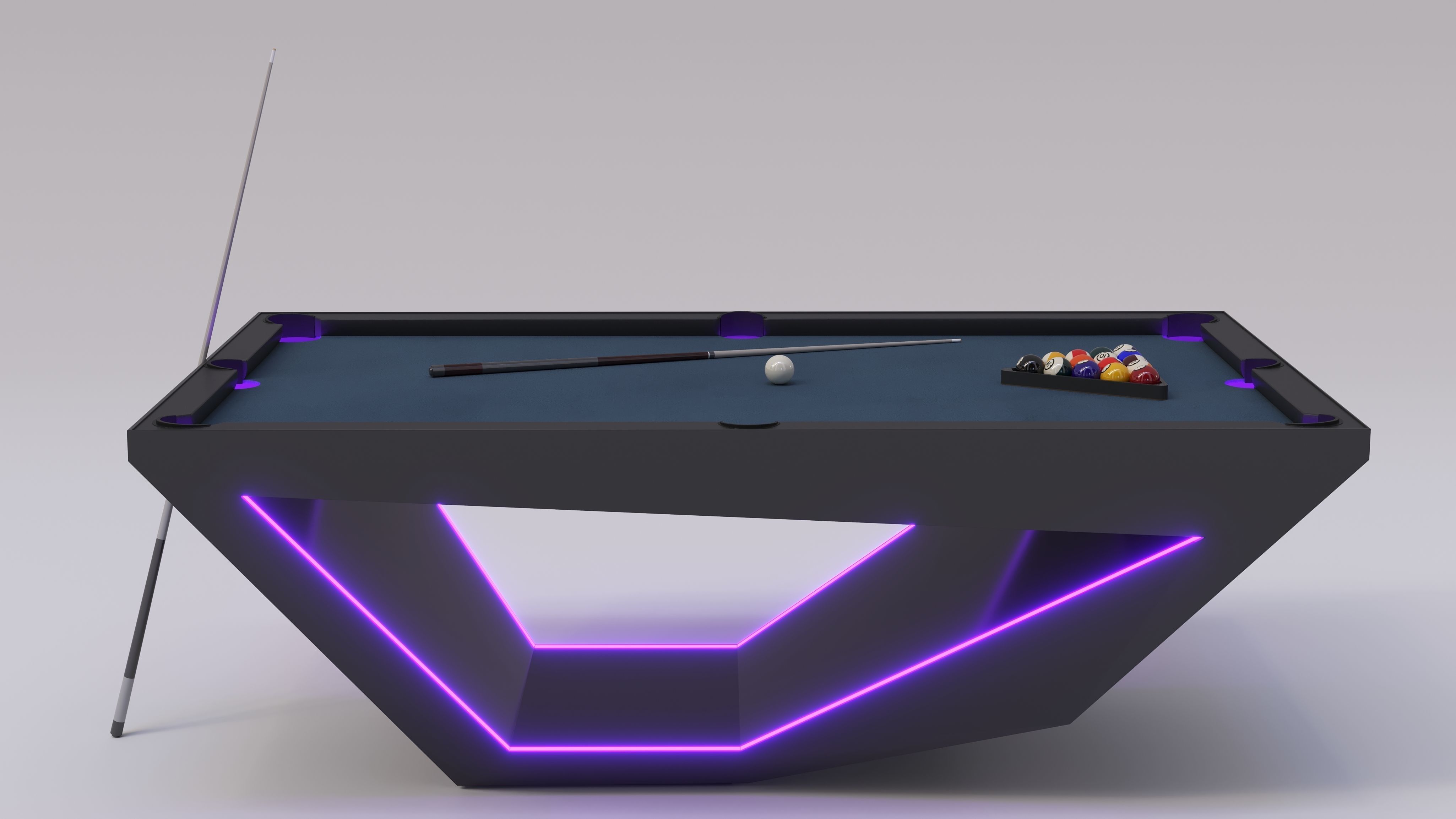 3D model billiard Pool Table with stick and 16 balls Low-poly 3D model ...