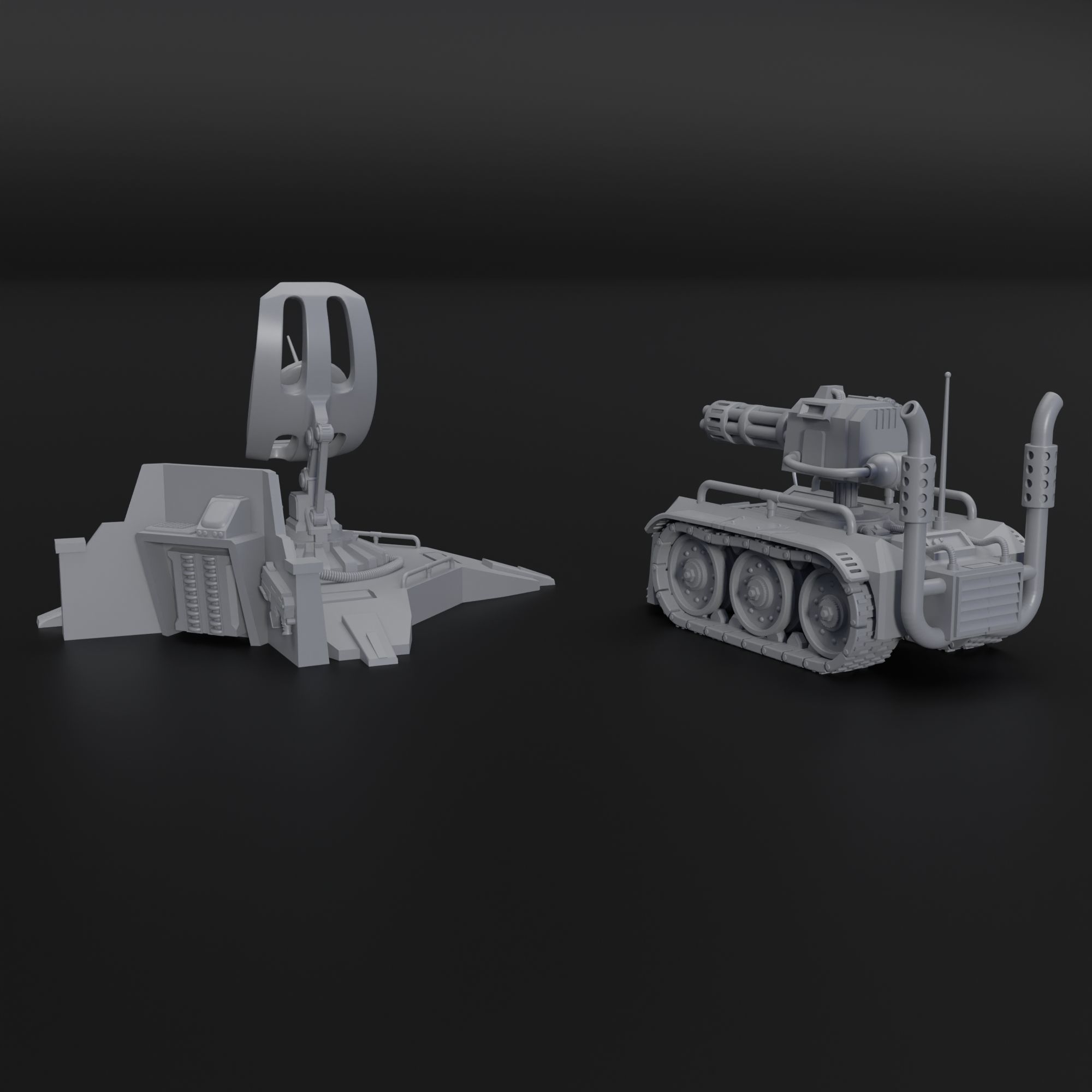 drone sentry gun with satellite station 3D model 3D printable | CGTrader