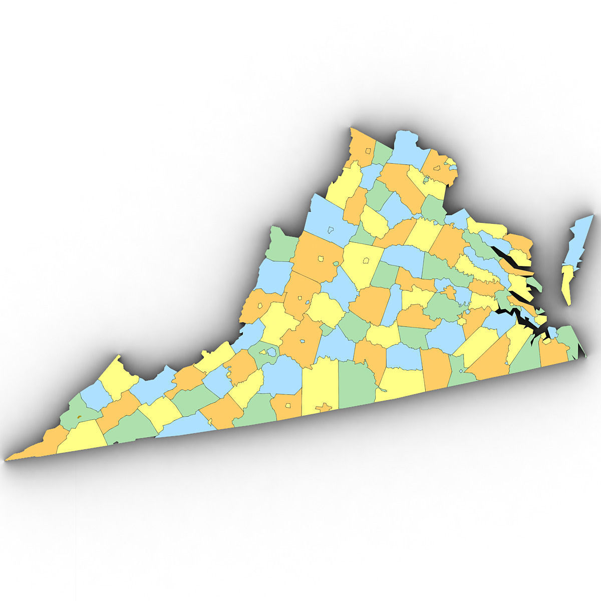 Virginia Political Map 3D model | CGTrader
