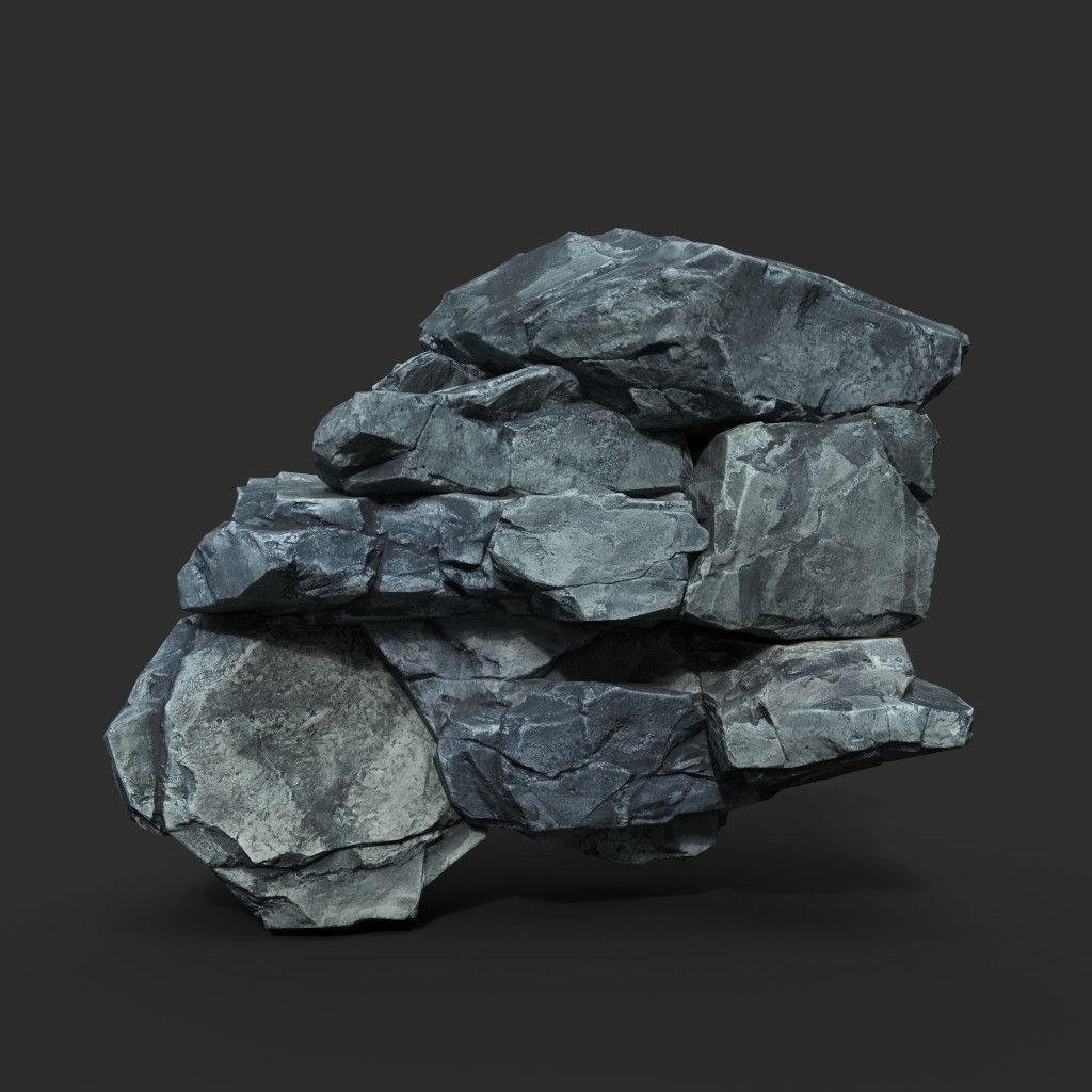 3D model Low Poly Gray Rock 230322 - Ultra HD 16K Texture VR / AR / low ...