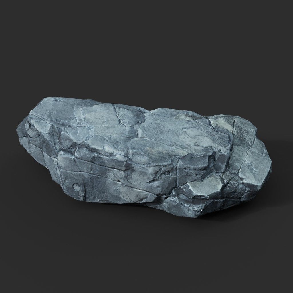 3D model Low Poly Gray Rock 230322 - Ultra HD 16K Texture VR / AR / low ...