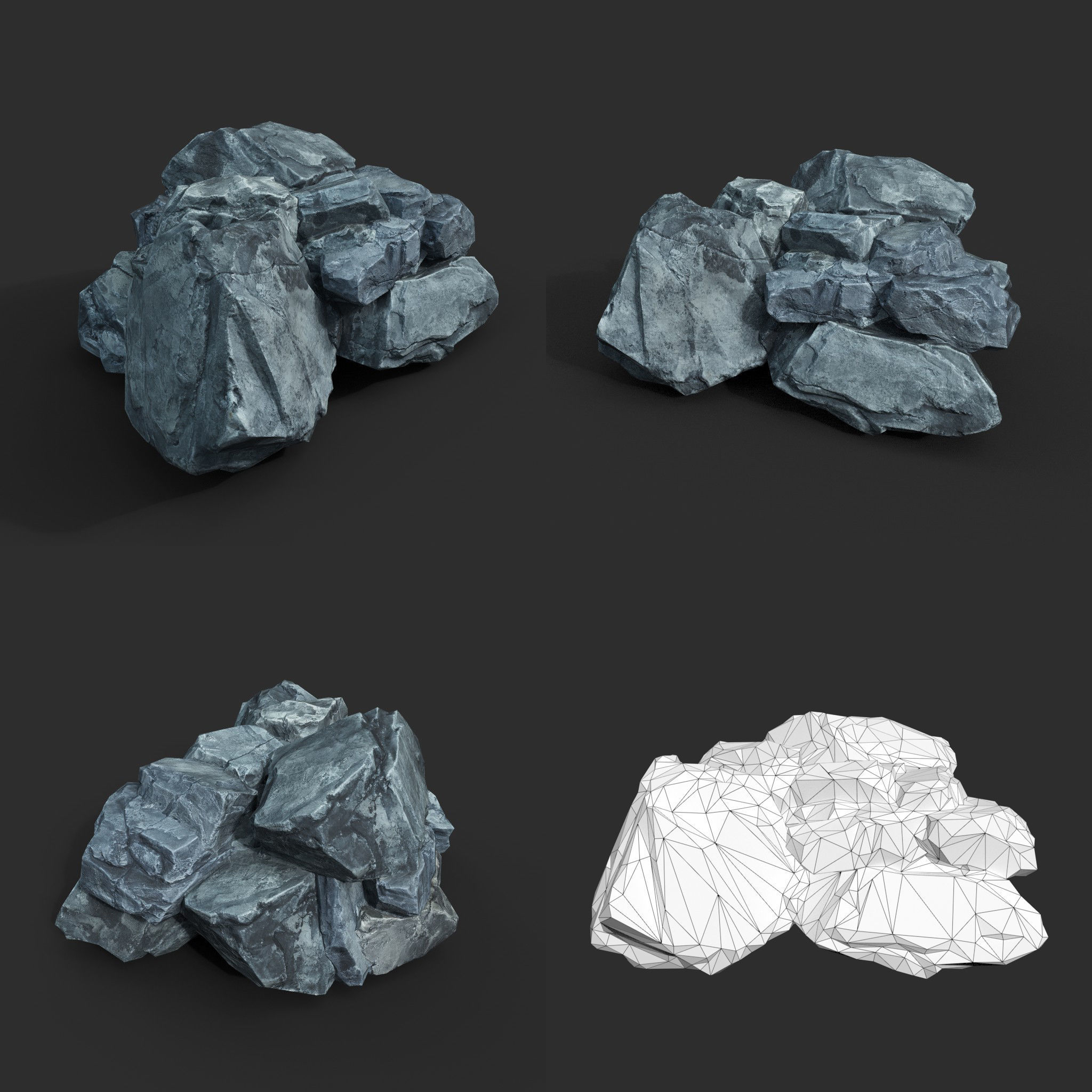 3D model Low Poly Gray Rock 230322 - Ultra HD 16K Texture VR / AR / low ...
