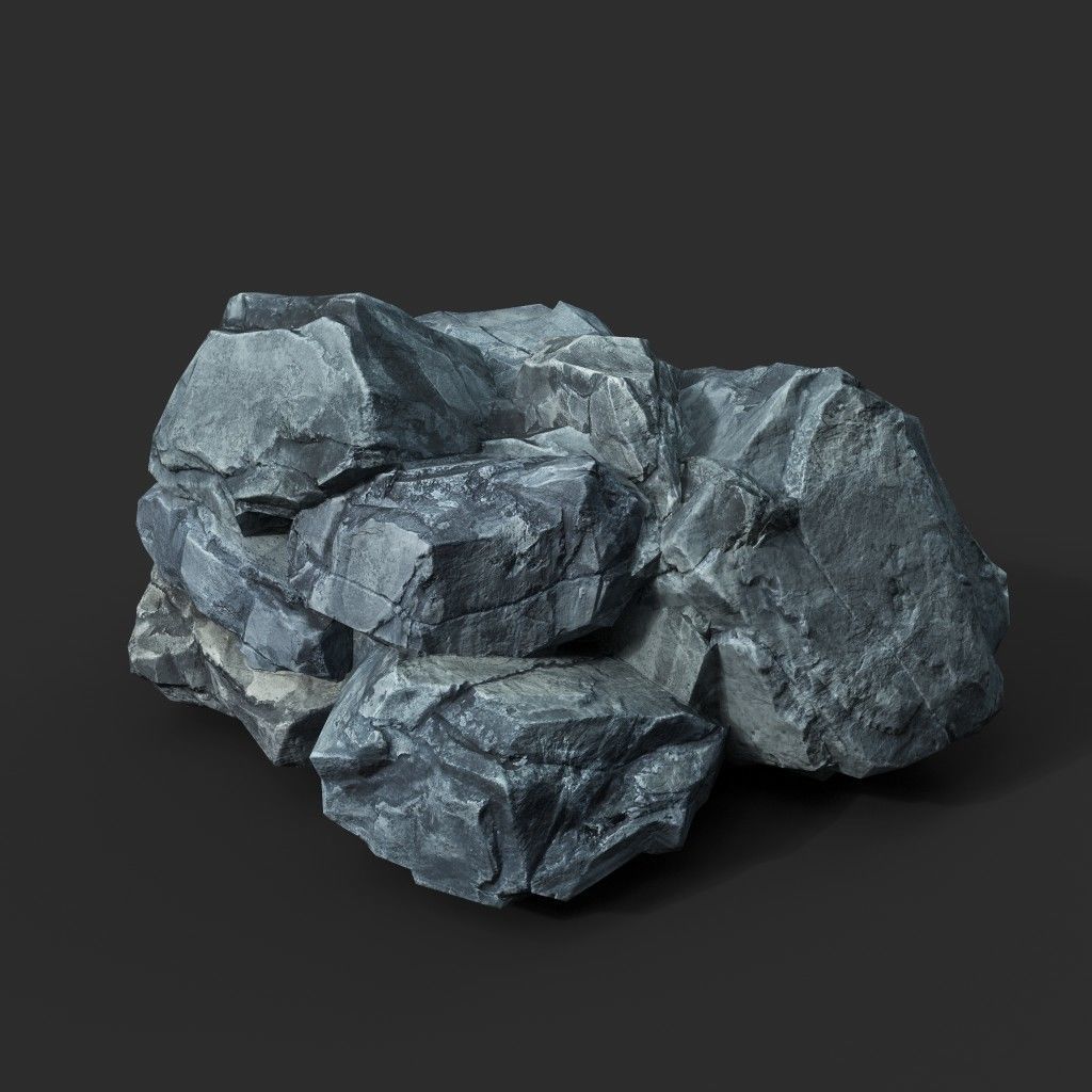 3D model Low Poly Gray Rock 230322 - Ultra HD 16K Texture VR / AR / low ...