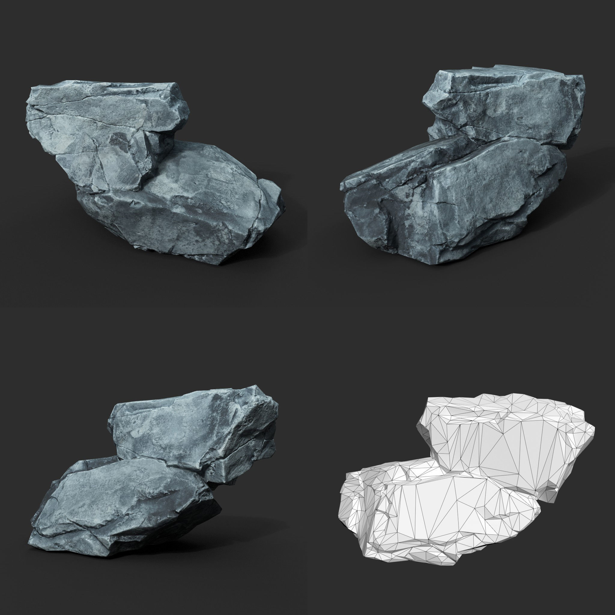 3D model Low Poly Gray Rock 230322 - Ultra HD 16K Texture VR / AR / low-poly | CGTrader