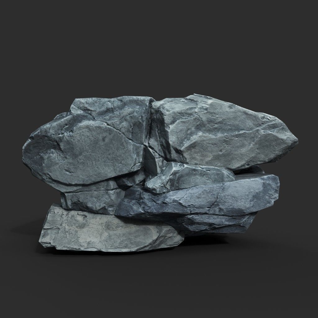 3D model Low Poly Gray Rock 230322 - Ultra HD 16K Texture VR / AR / low ...
