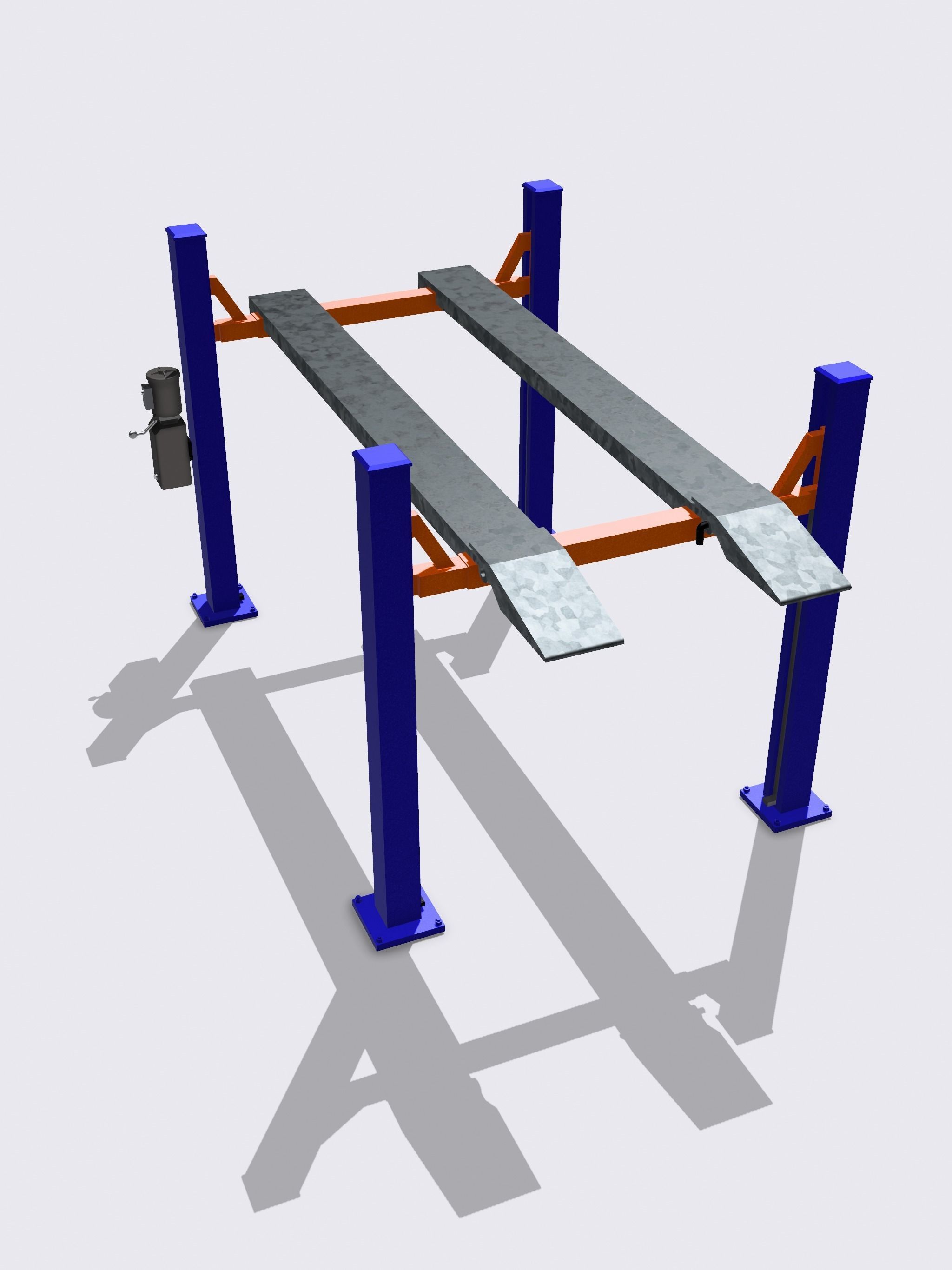 4 Post Car Lift with adjustable elements for diorama 3D model 3D ...
