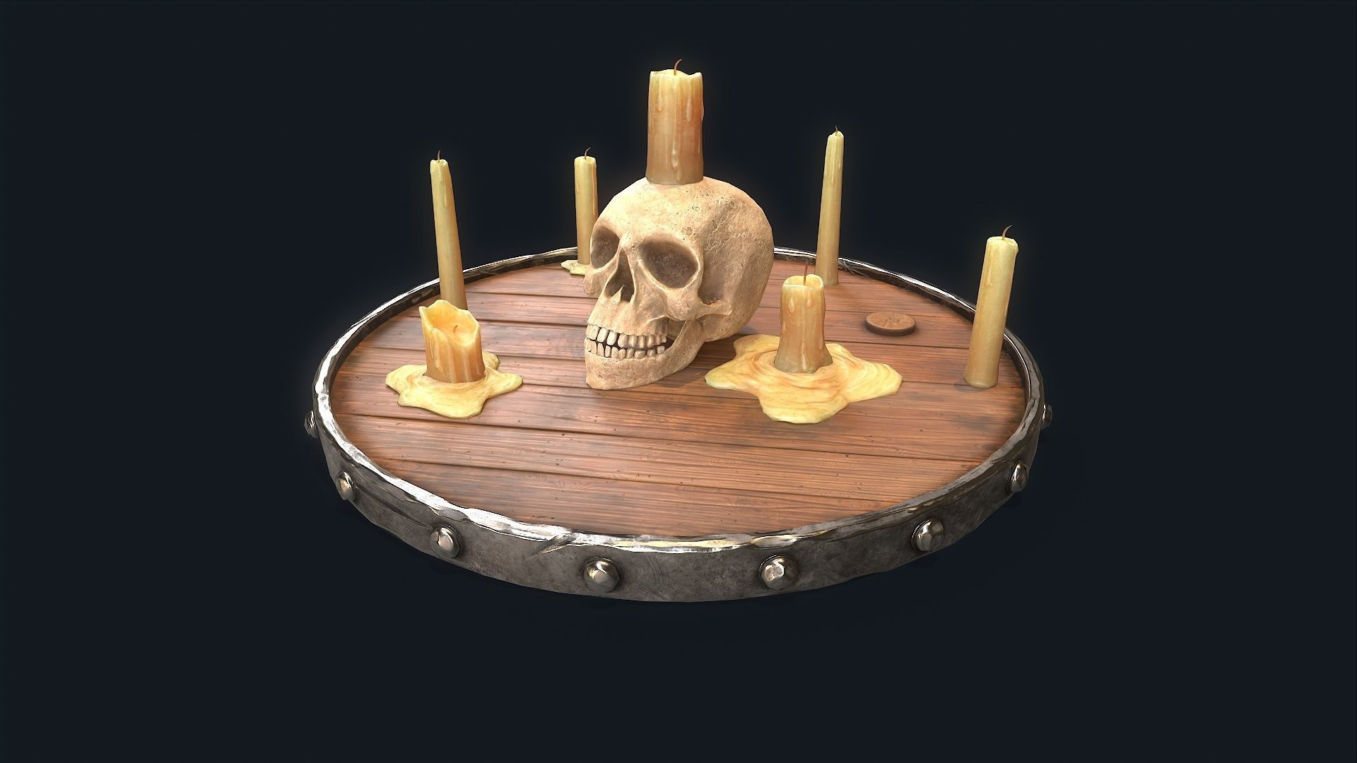 3D model Medieval Candles Skull VR / AR / low-poly | CGTrader