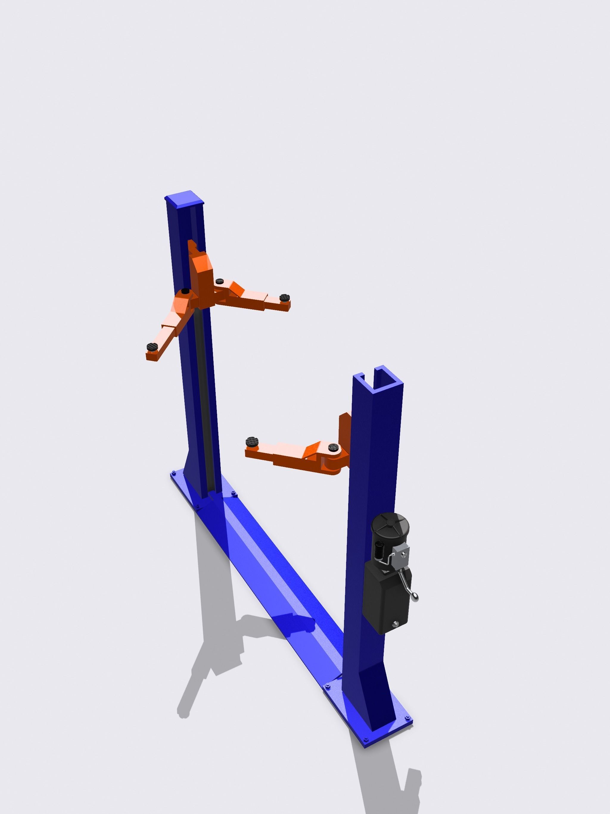 2 POST CAR LIFT WITH ADJUSTABLE ELEMENTS FOR DIORAMA 3D model 3D ...