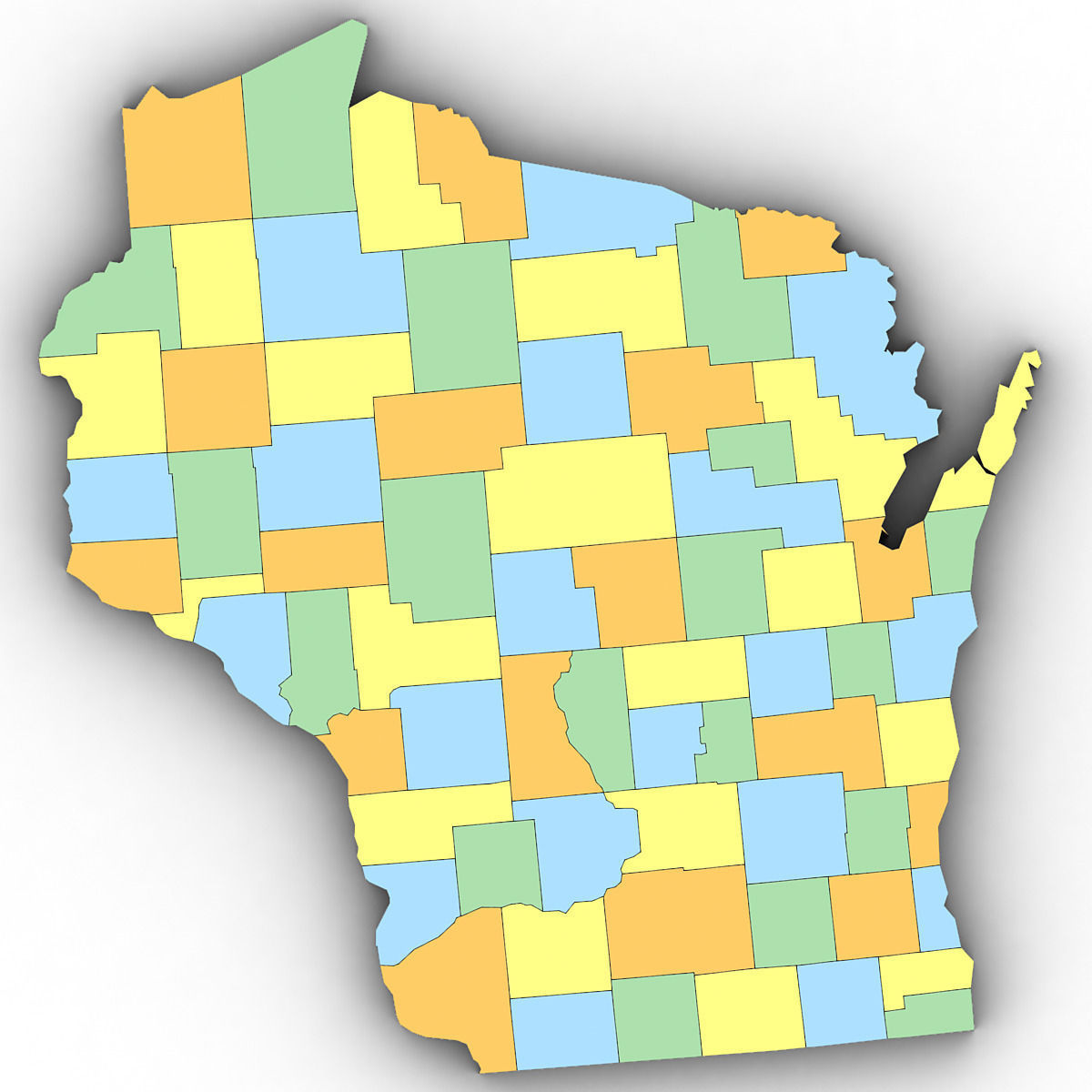 Wisconsin Political Map 3D model | CGTrader